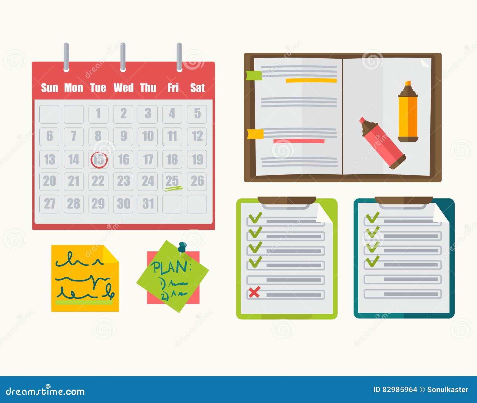 Calendrier Avec La Note, Carnet, Plan, Illustration de Vecteur ...