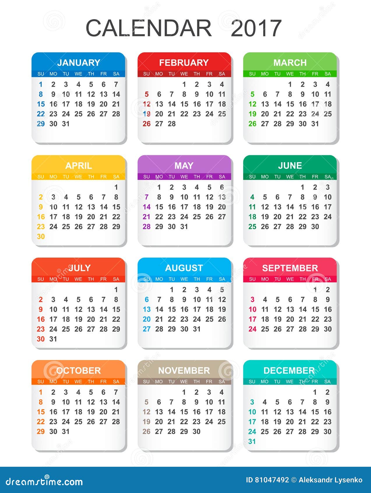 Calendrier 2017 Dans Le Style Vertical Illustration de Vecteur ...