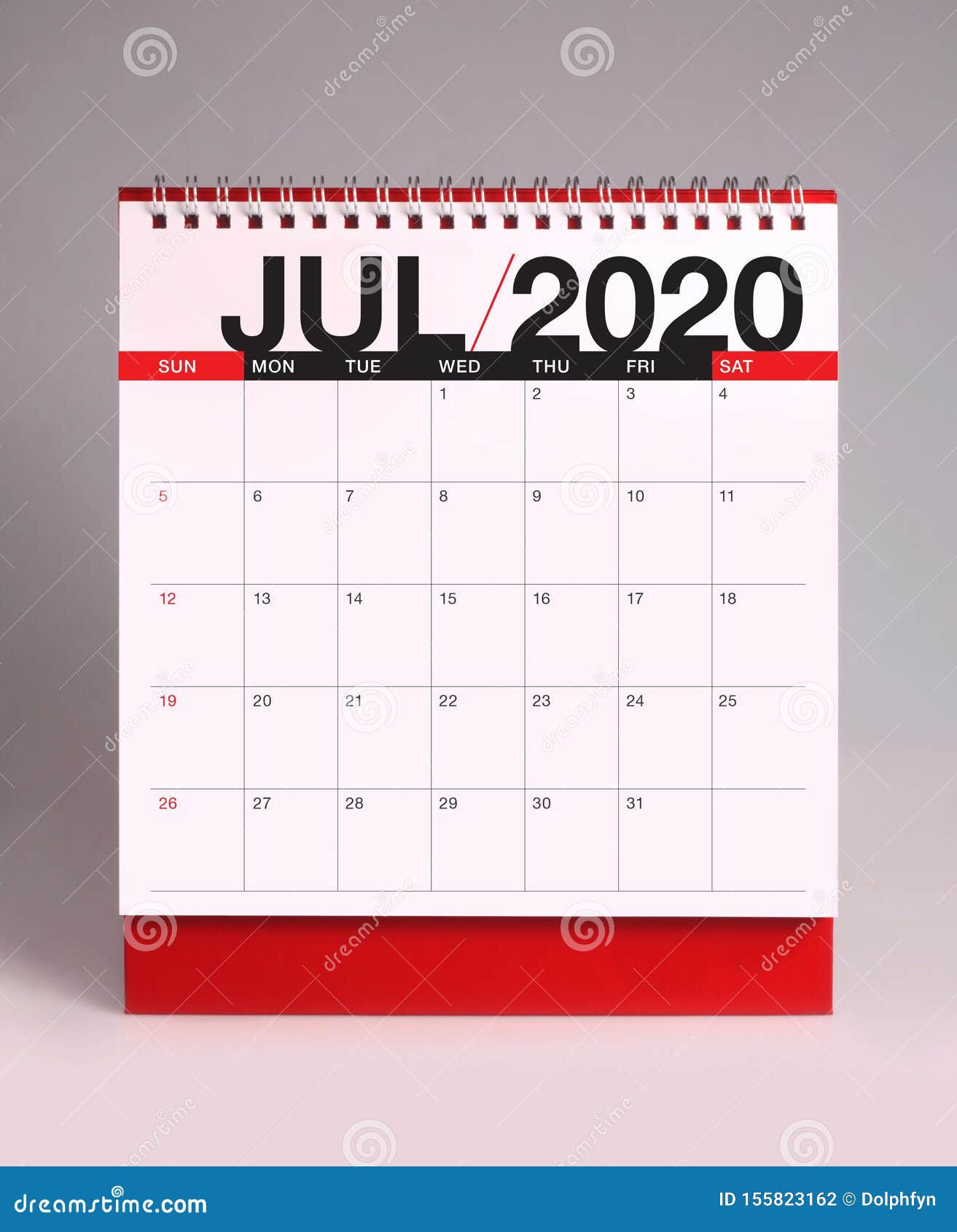 Calendrier De Bureau Simple 2020 - Juillet Photo stock - Image du table ...