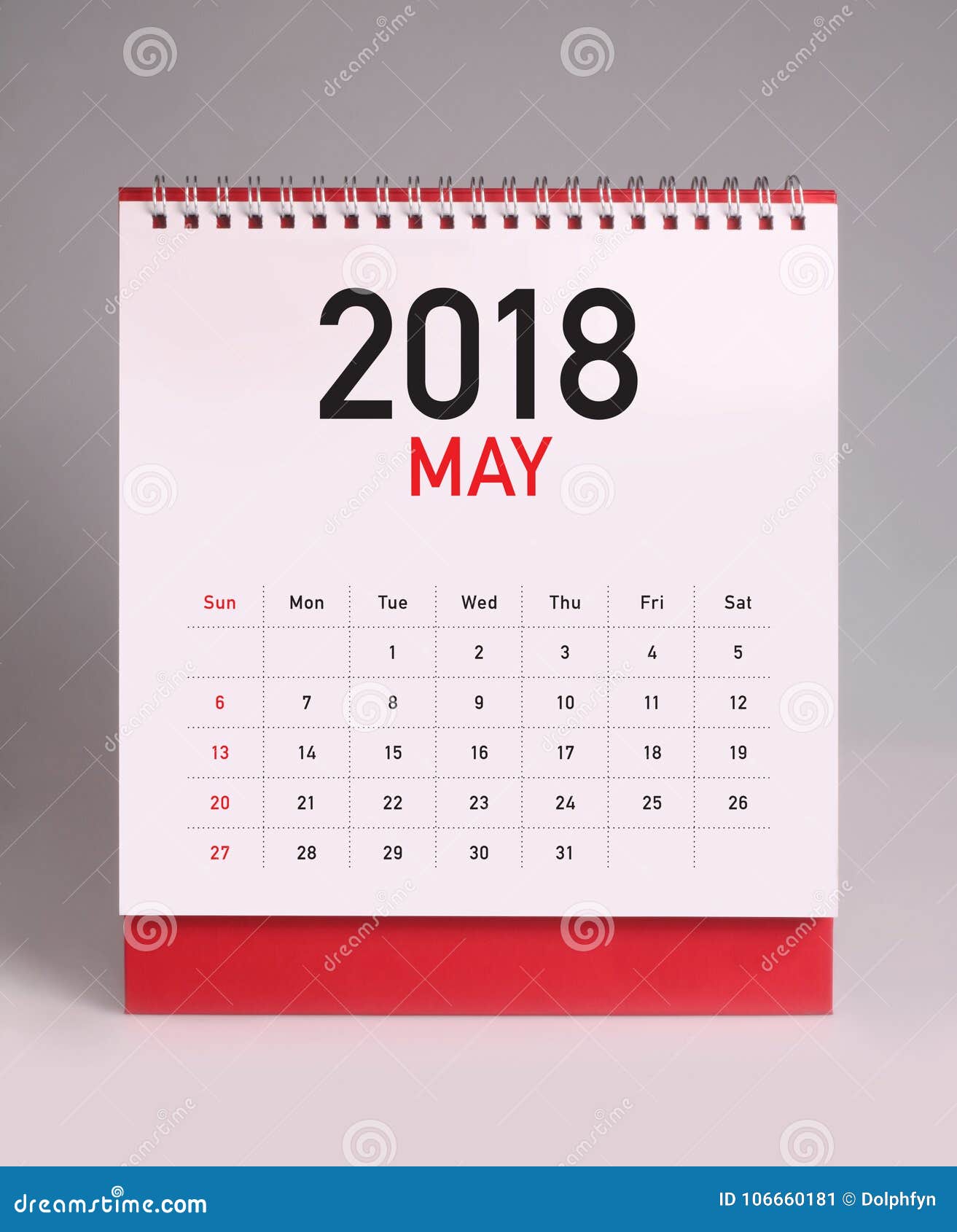 Calendrier De Bureau Simple 2018 - Mai Image stock - Image du numéro ...