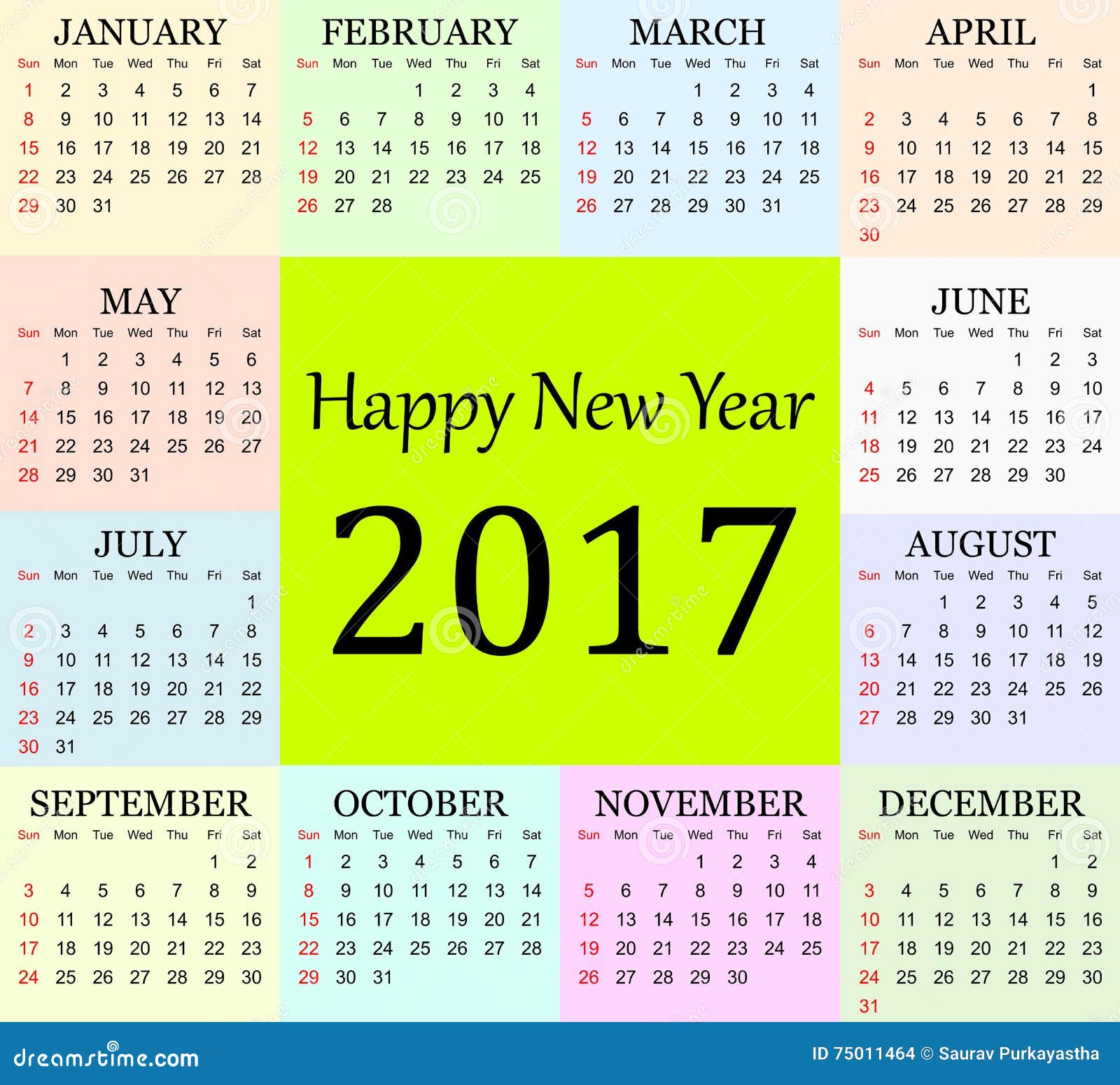 Calendrier De 2017 Vecteurs Illustration de Vecteur - Illustration du ...