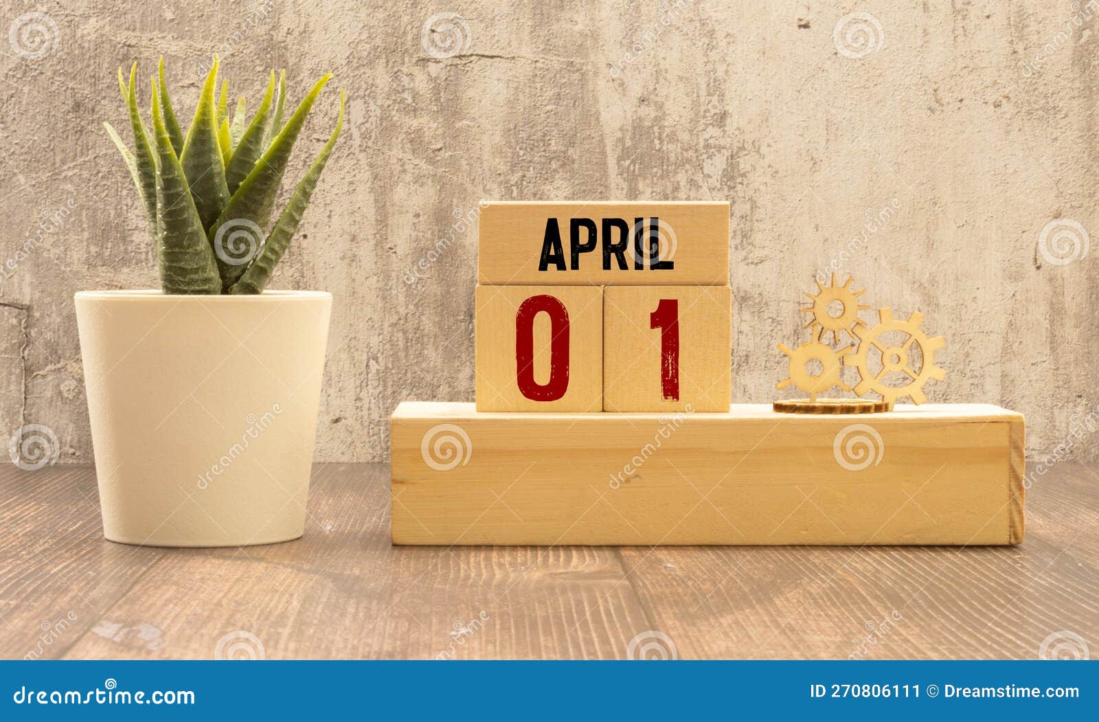 Calendrier Des Formes De Cube Pour Le 1er Avril Sur Table Blanche Image ...