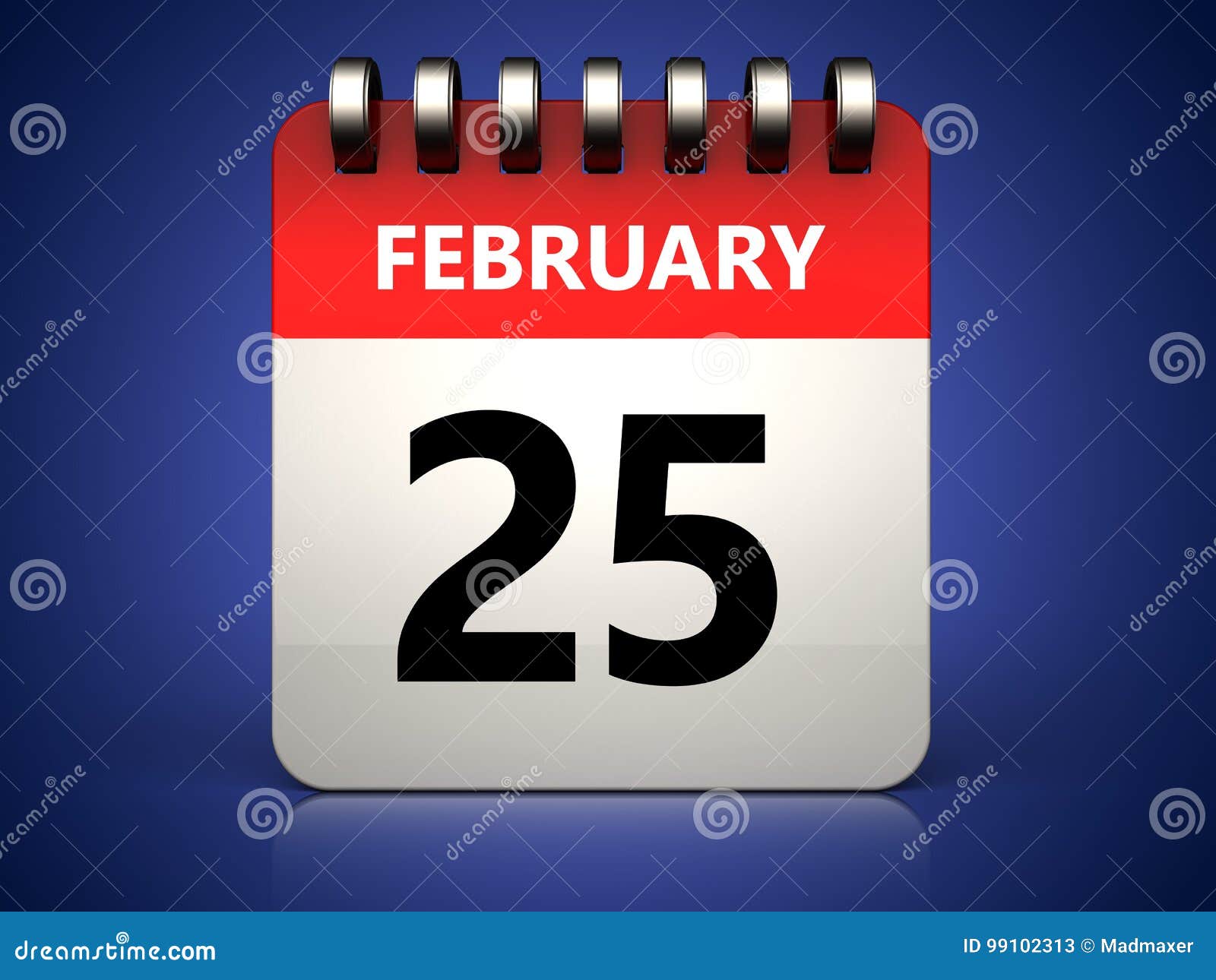 Calendrier Du 25 Février 3d Illustration Stock - Illustration du agenda ...