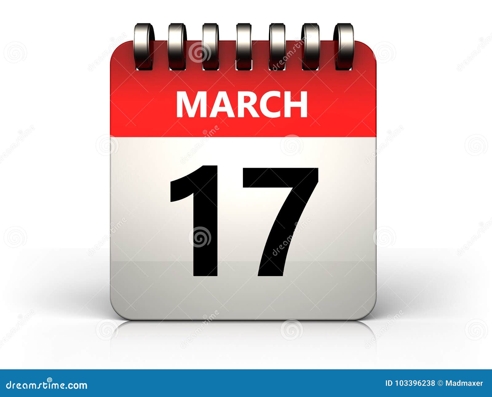 Calendrier du 17 mars 3d illustration stock. Illustration du page ...