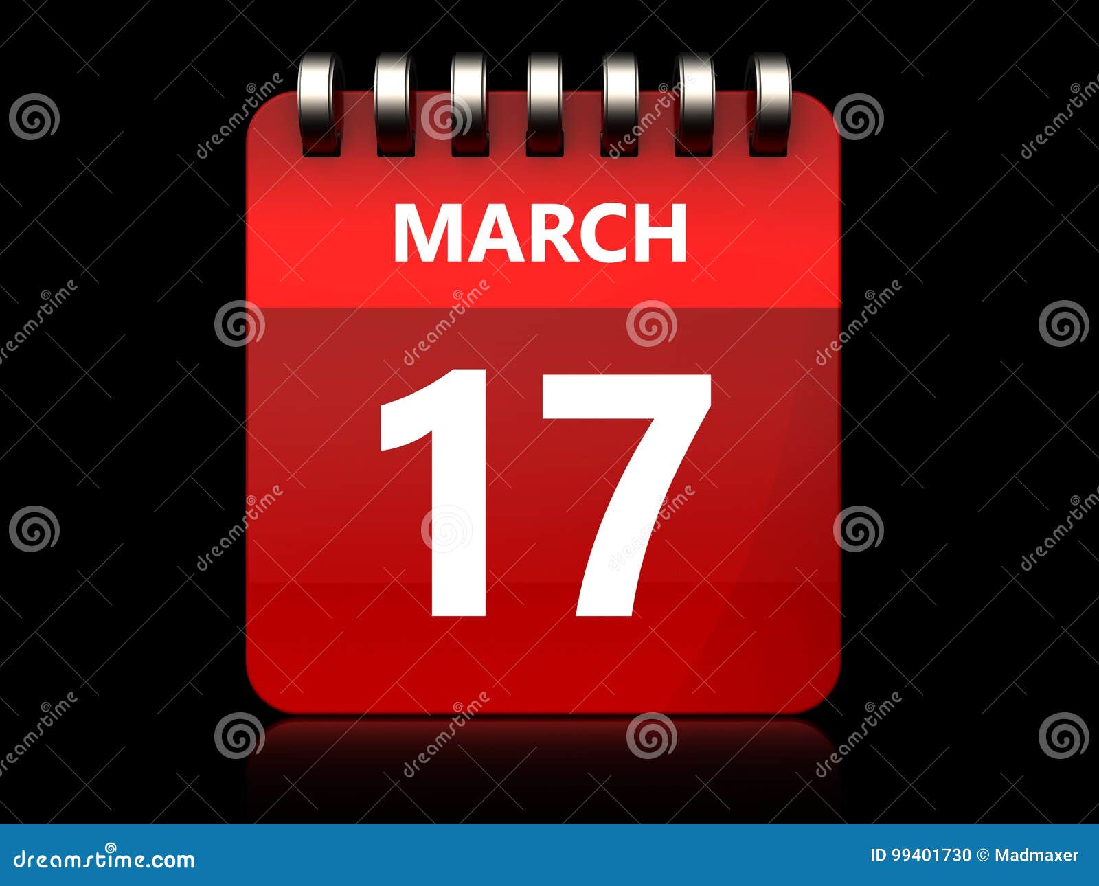 Calendrier du 17 mars 3d illustration stock. Illustration du jour ...