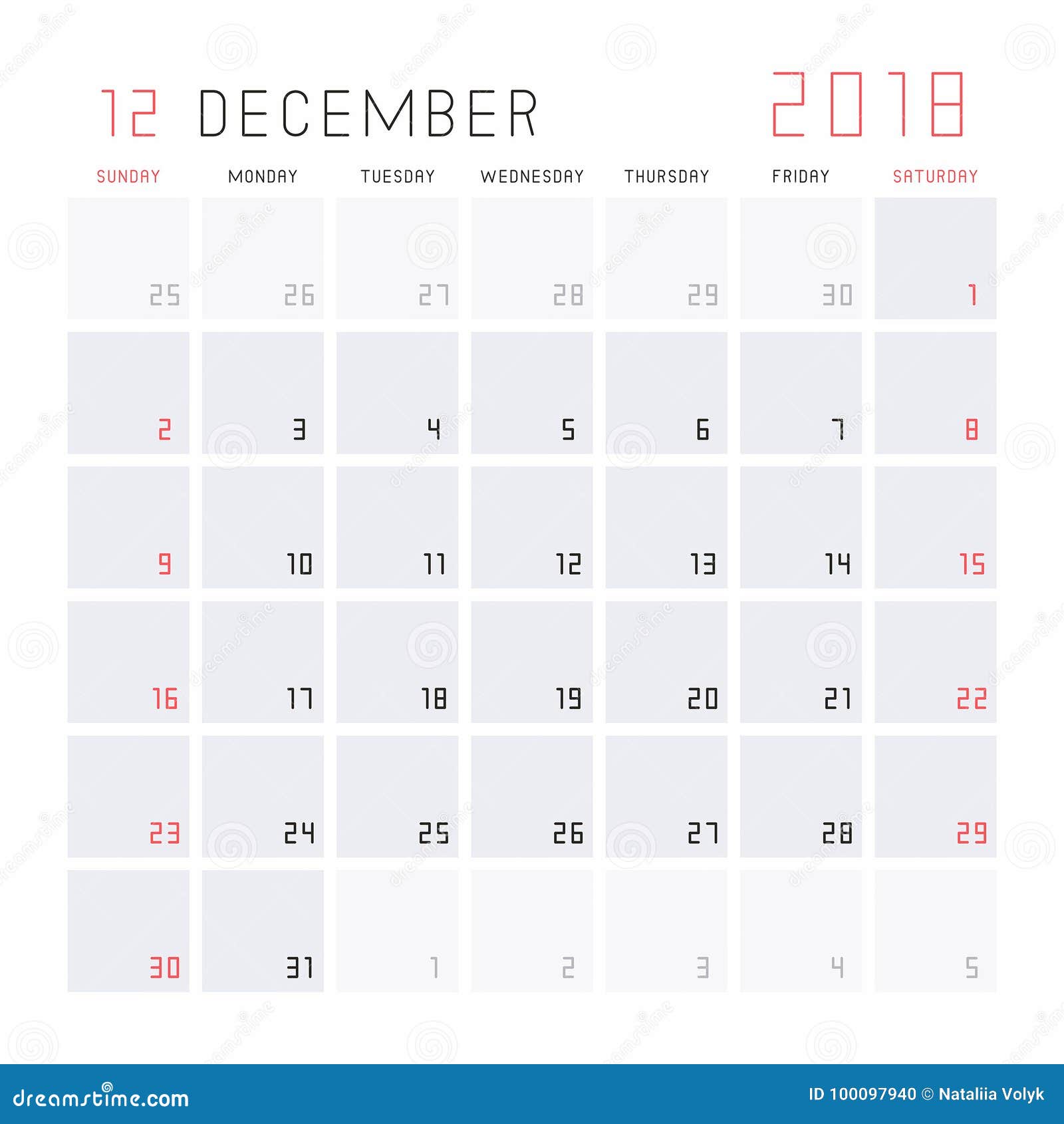 Calendrier En Décembre 2018 Illustration de Vecteur - Illustration du ...