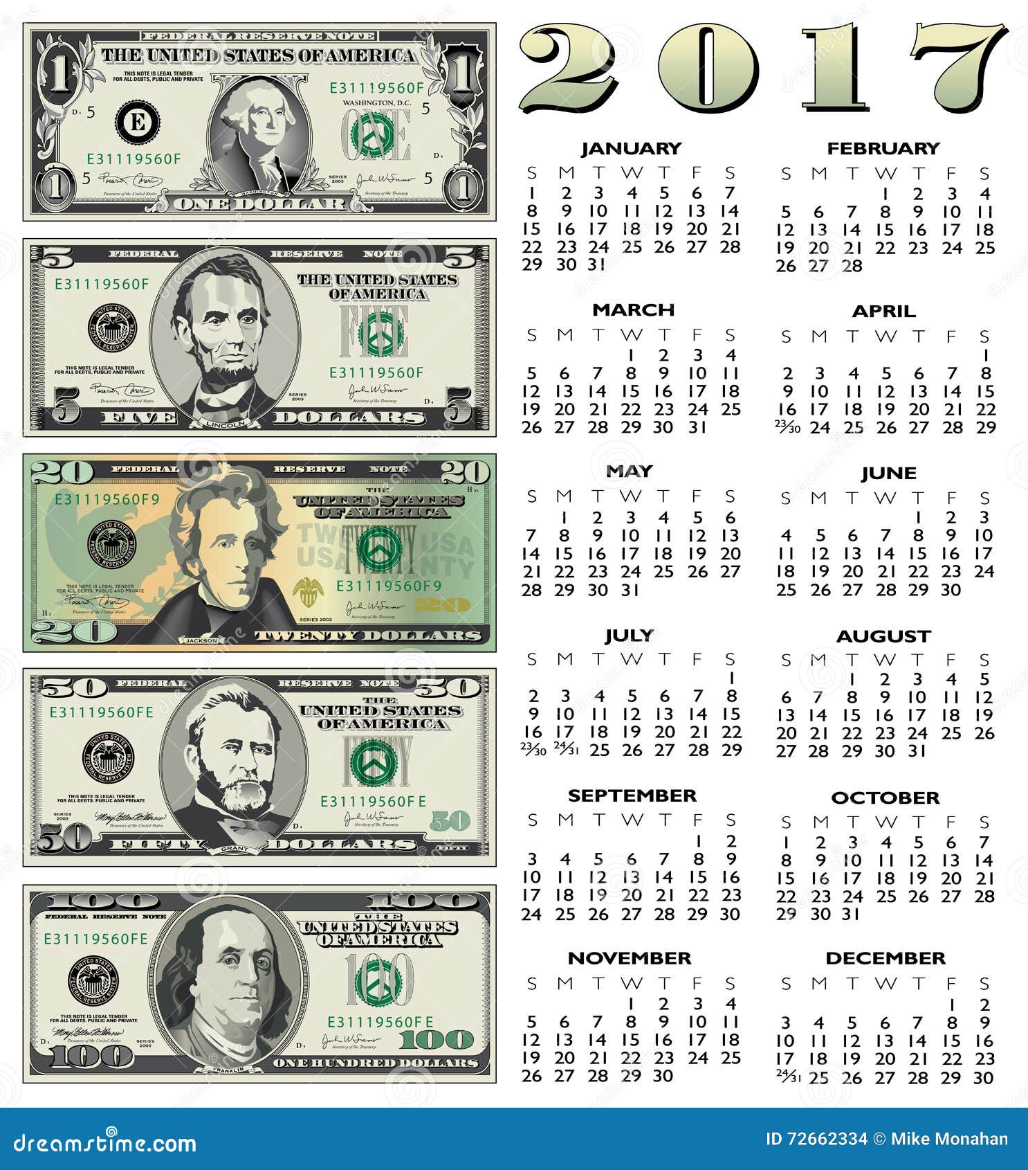 Calendrier 2017 financier illustration de vecteur. Illustration du ...