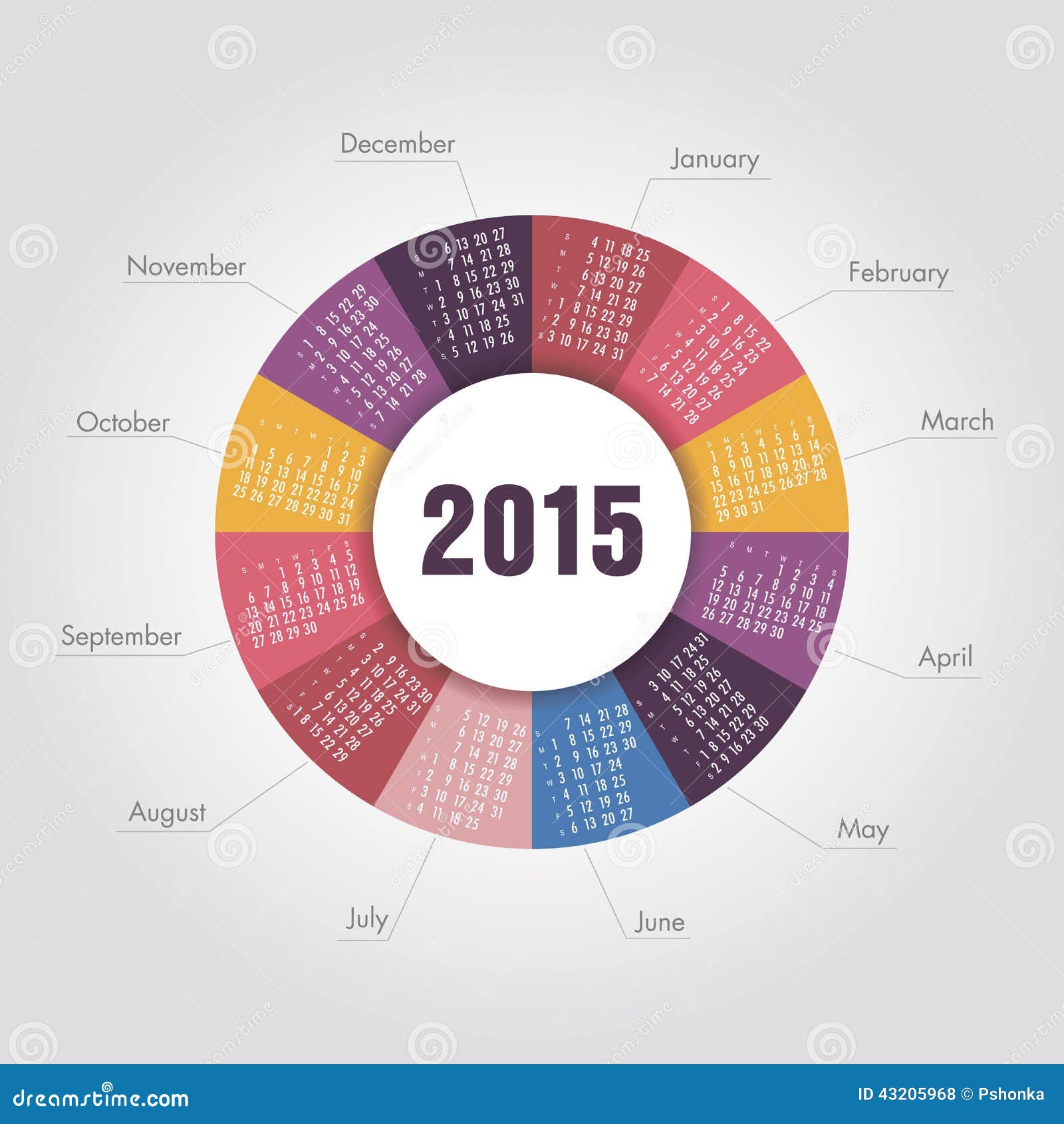 Calendrier Forme Ronde De 2015 Ans Illustration de Vecteur ...