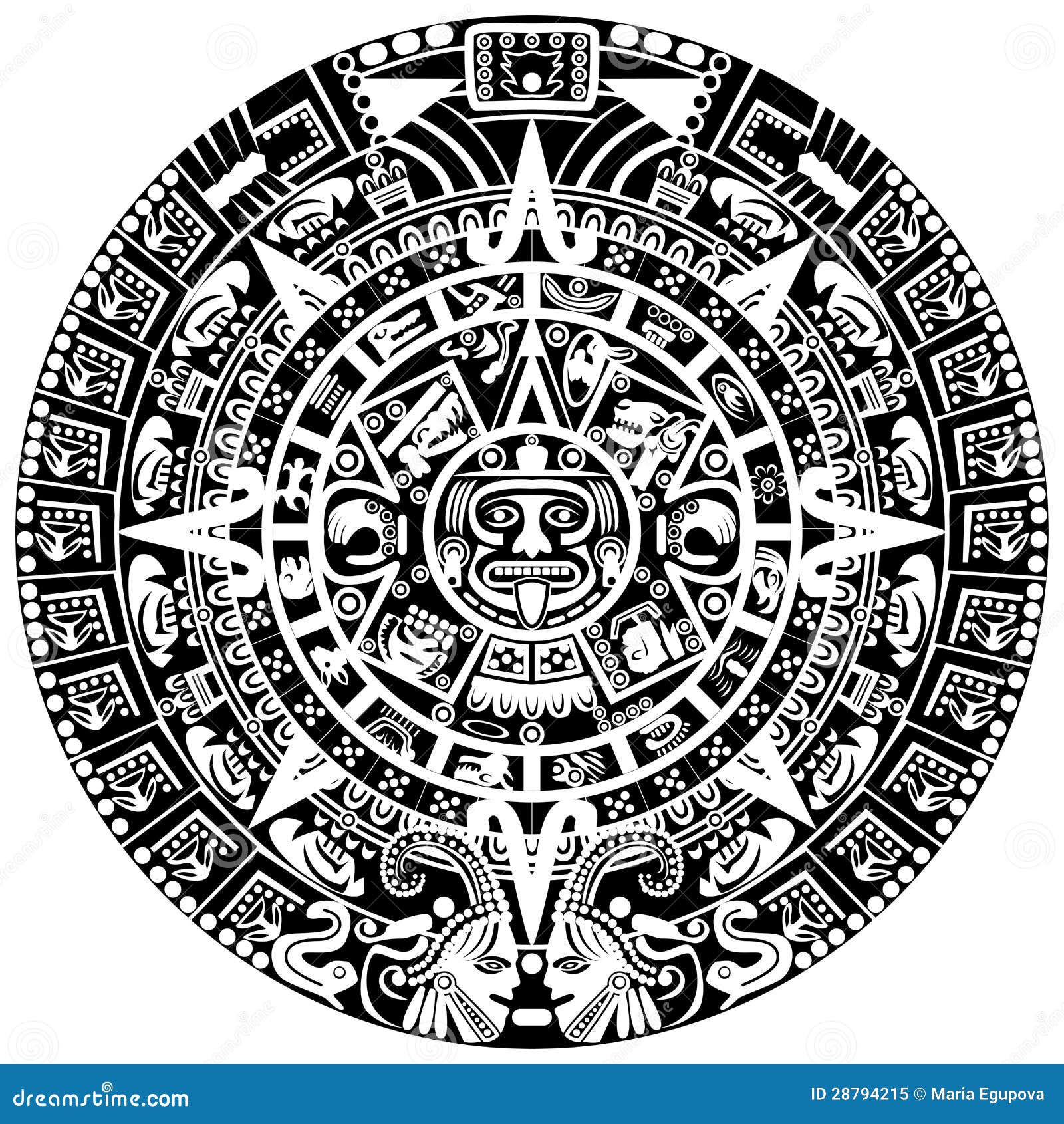 Calendrier maya illustration de vecteur. Illustration du temps - 28794215