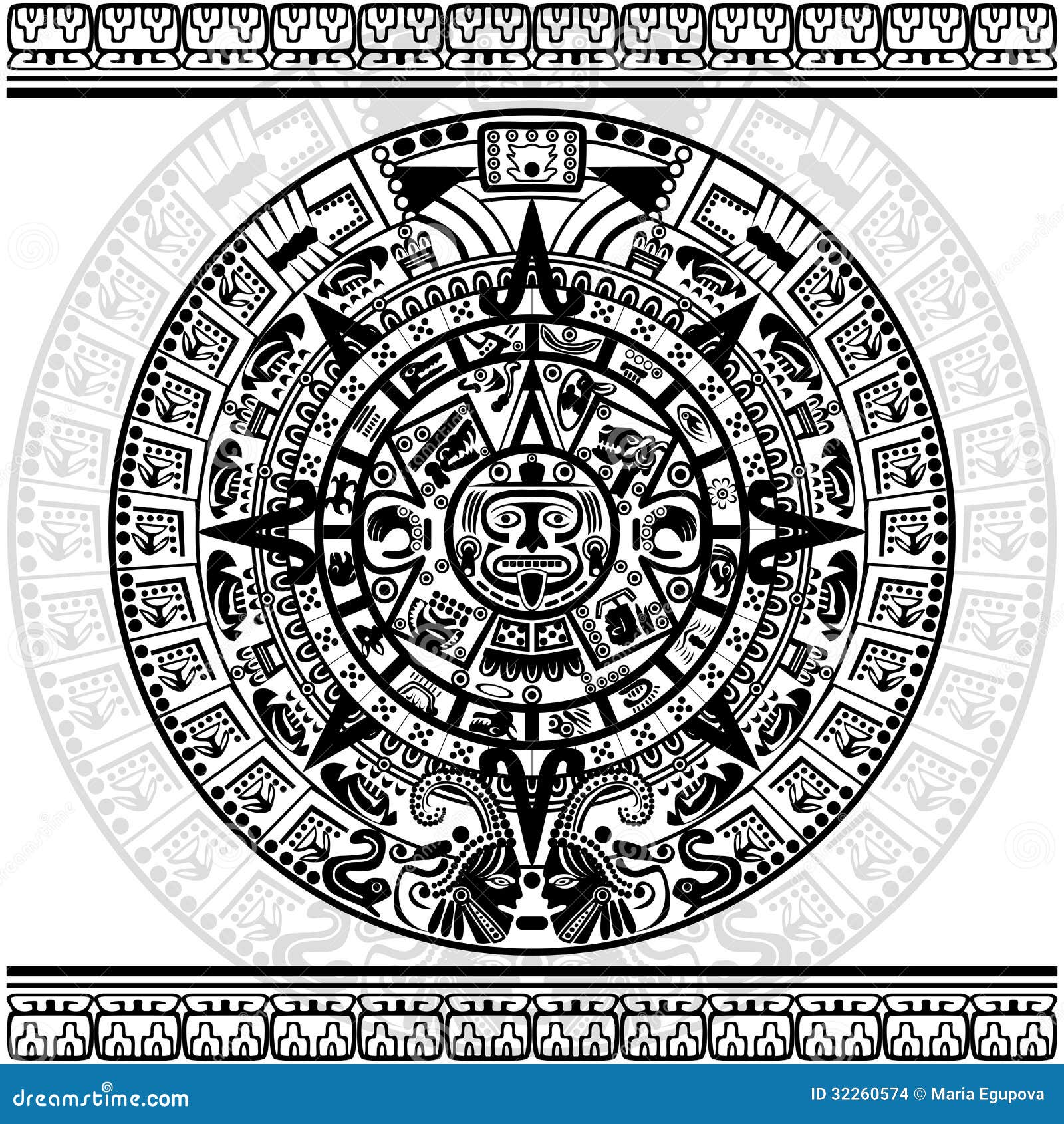 Calendrier maya illustration de vecteur. Illustration du histoire ...