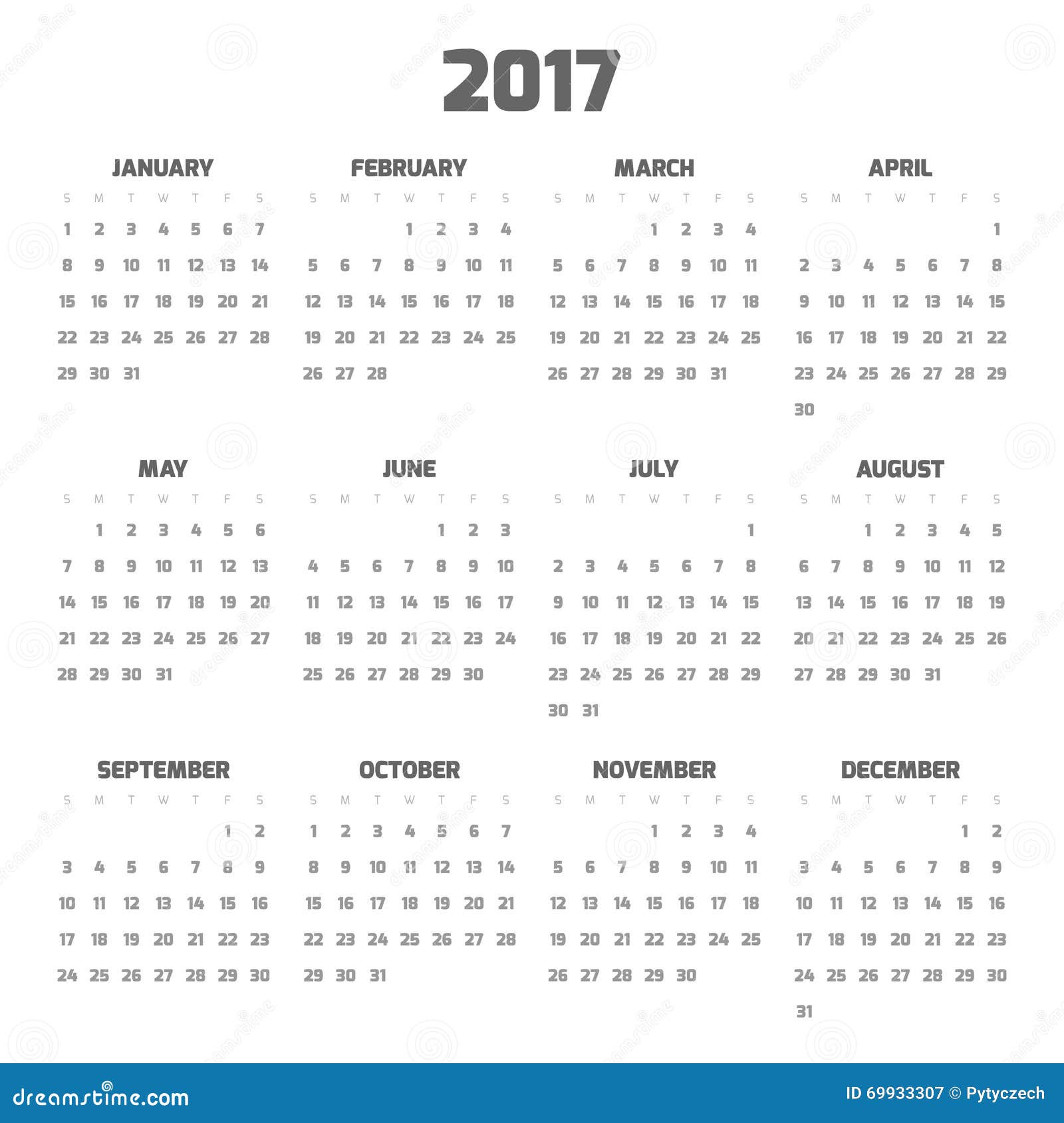 Calendrier Moderne De Style Pour 2017 Illustration de Vecteur ...