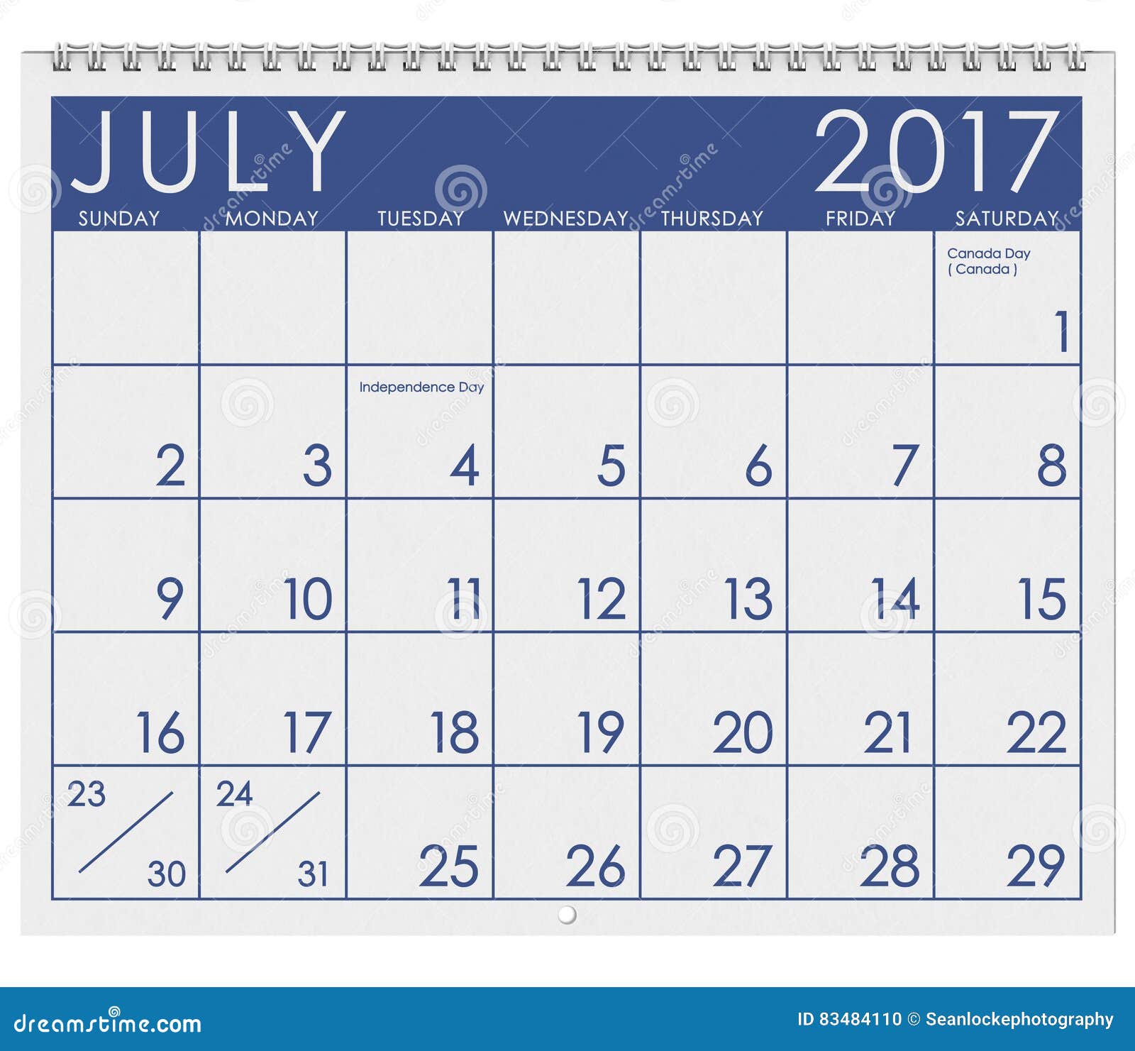 2017 : Calendrier : Mois De Juillet Avec Des Vacances Illustration ...