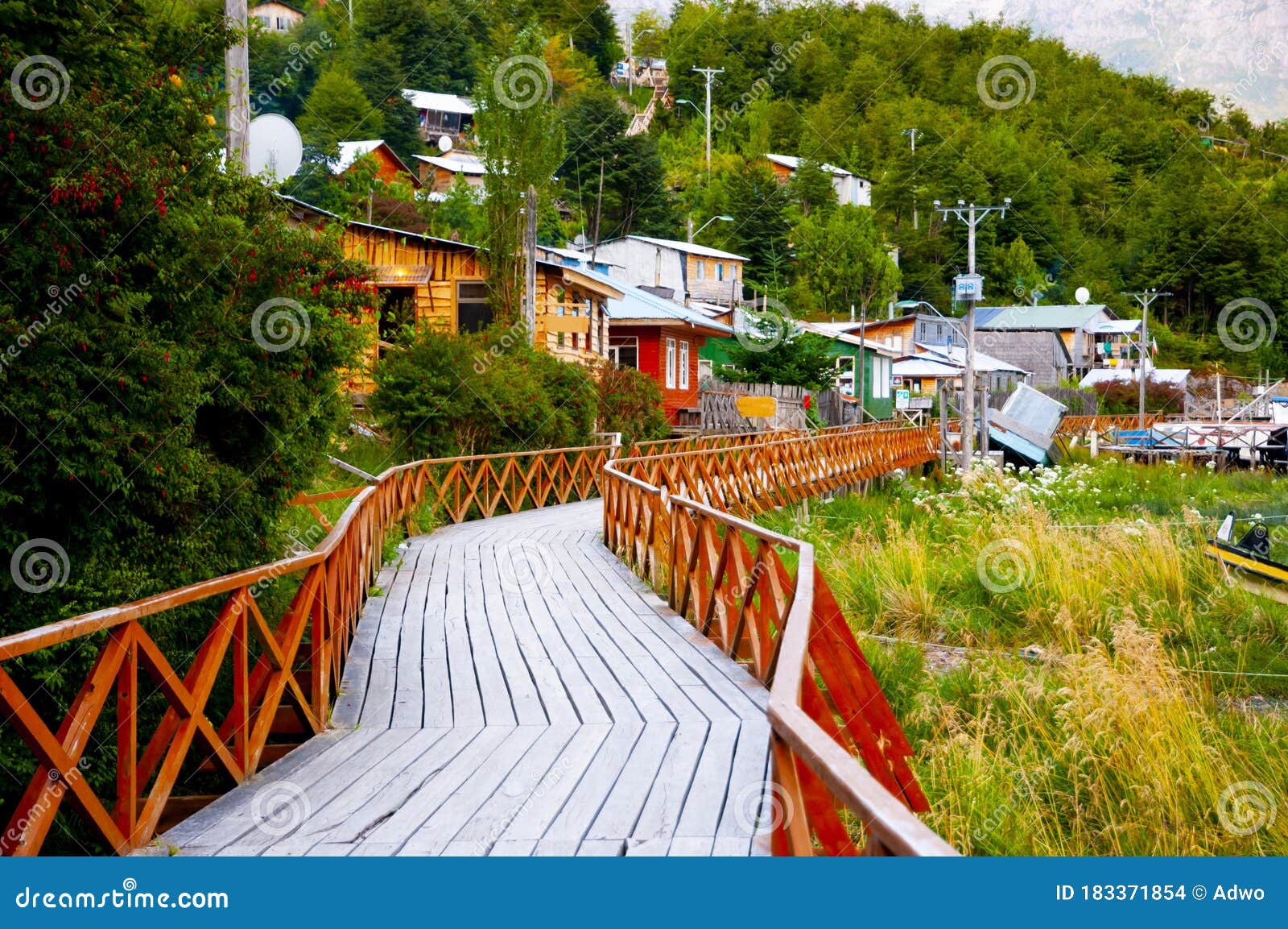 Caleta Tortel Village stock photo. Image of cove, quiet - 183371854