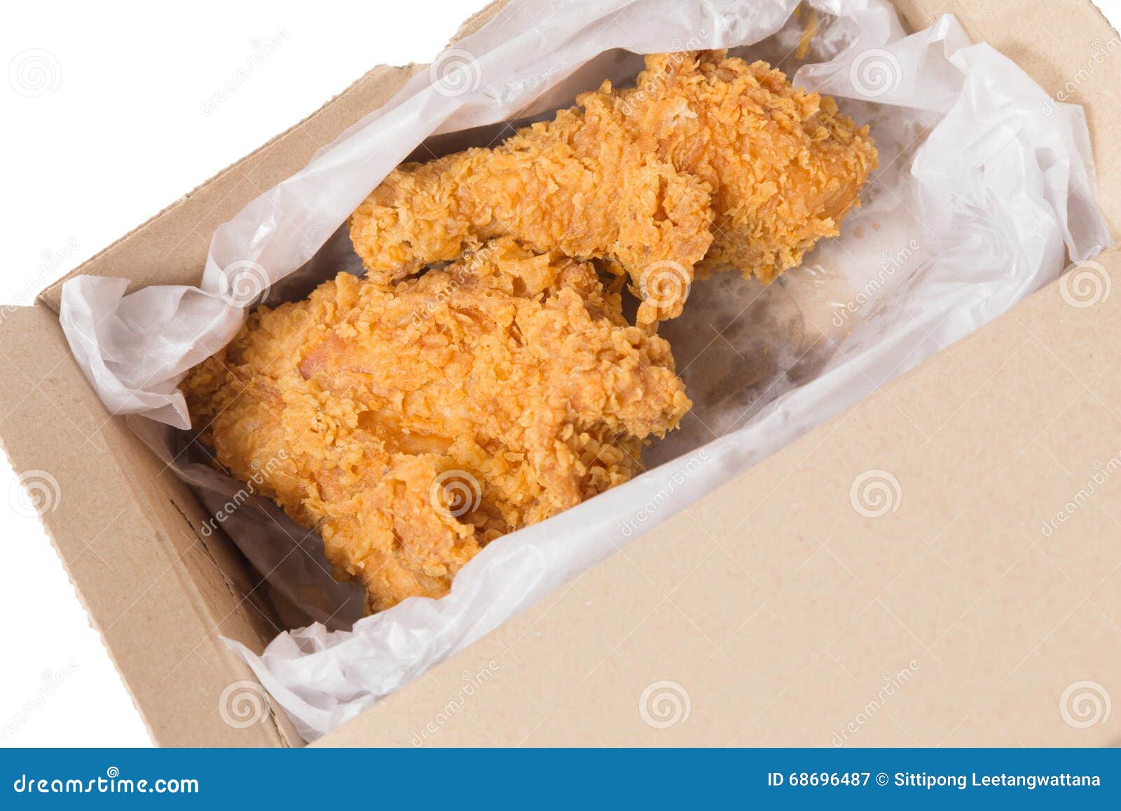 Calf and Chest Fried Chicken in Box Stock Image - Image of isolated ...