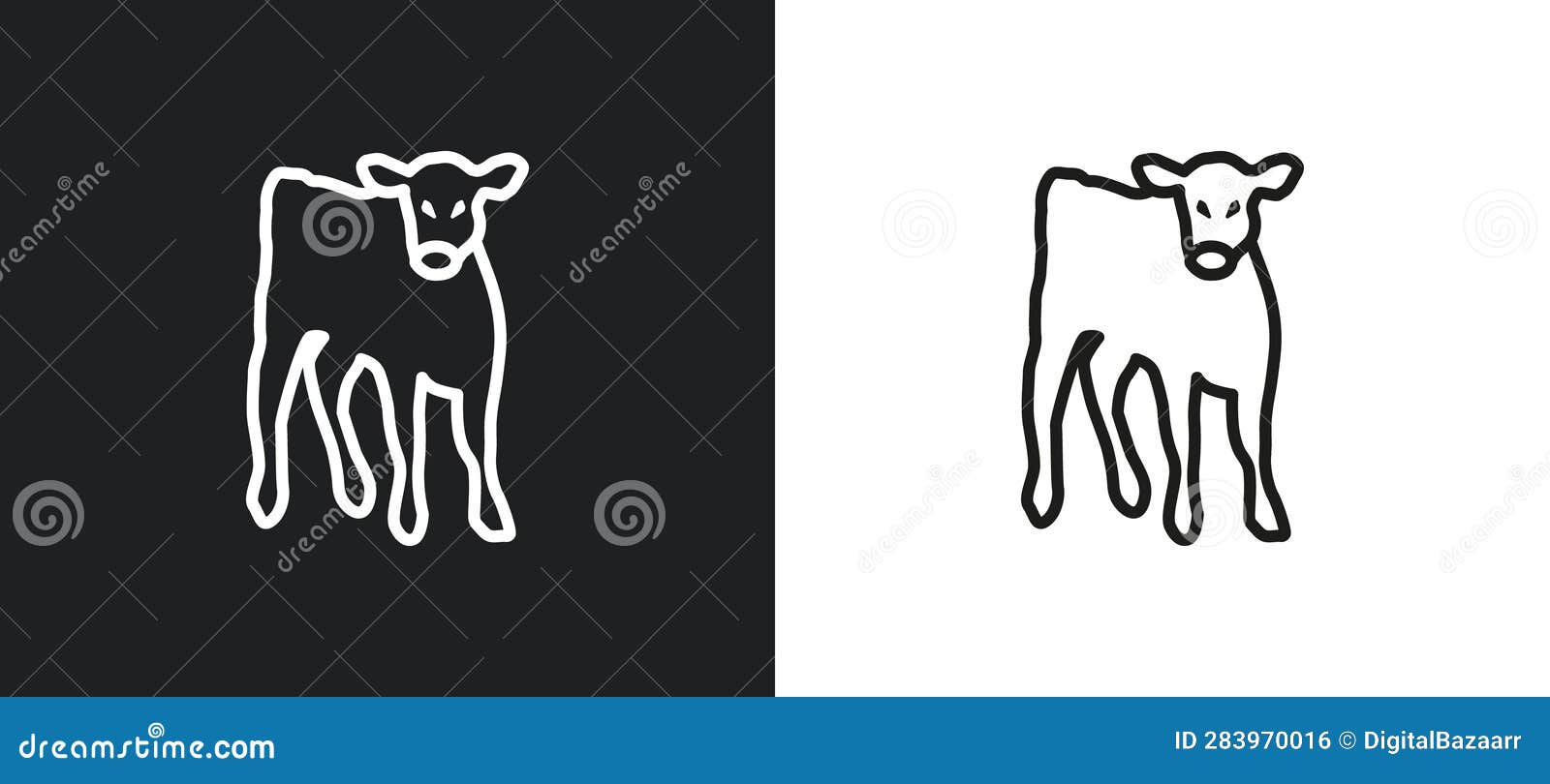 Calf Outline Icon in White and Black Colors. Calf Flat Vector Icon from ...