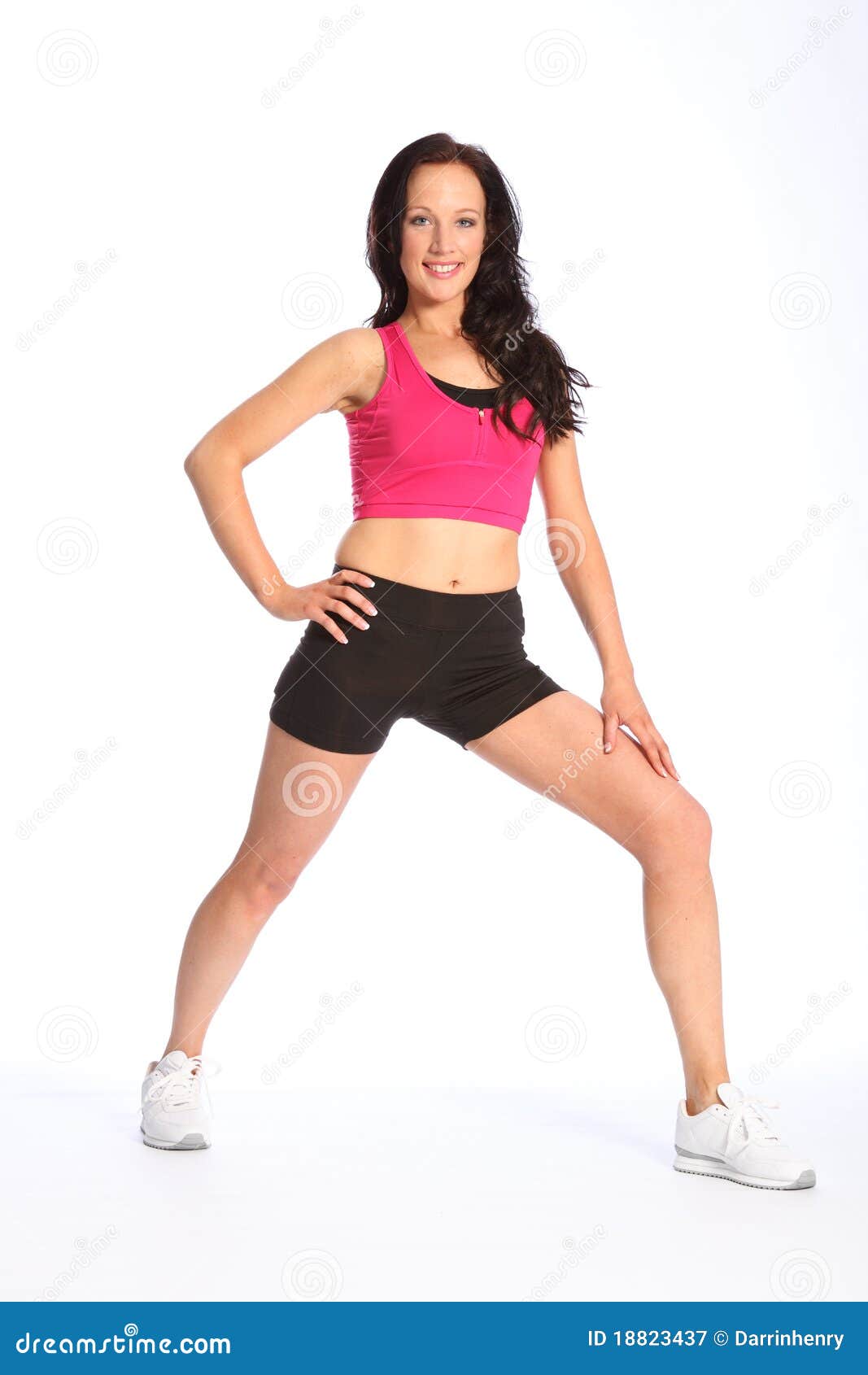 Calf Stretch Exercise By Beautiful Fit Woman Royalty-Free Stock Photo ...