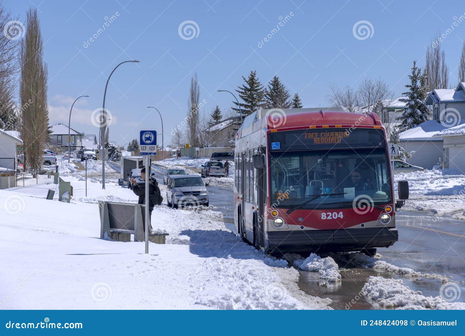 A Calgary Transit Nova Bus LFS 40102 Model on a Bus Stop during a ...
