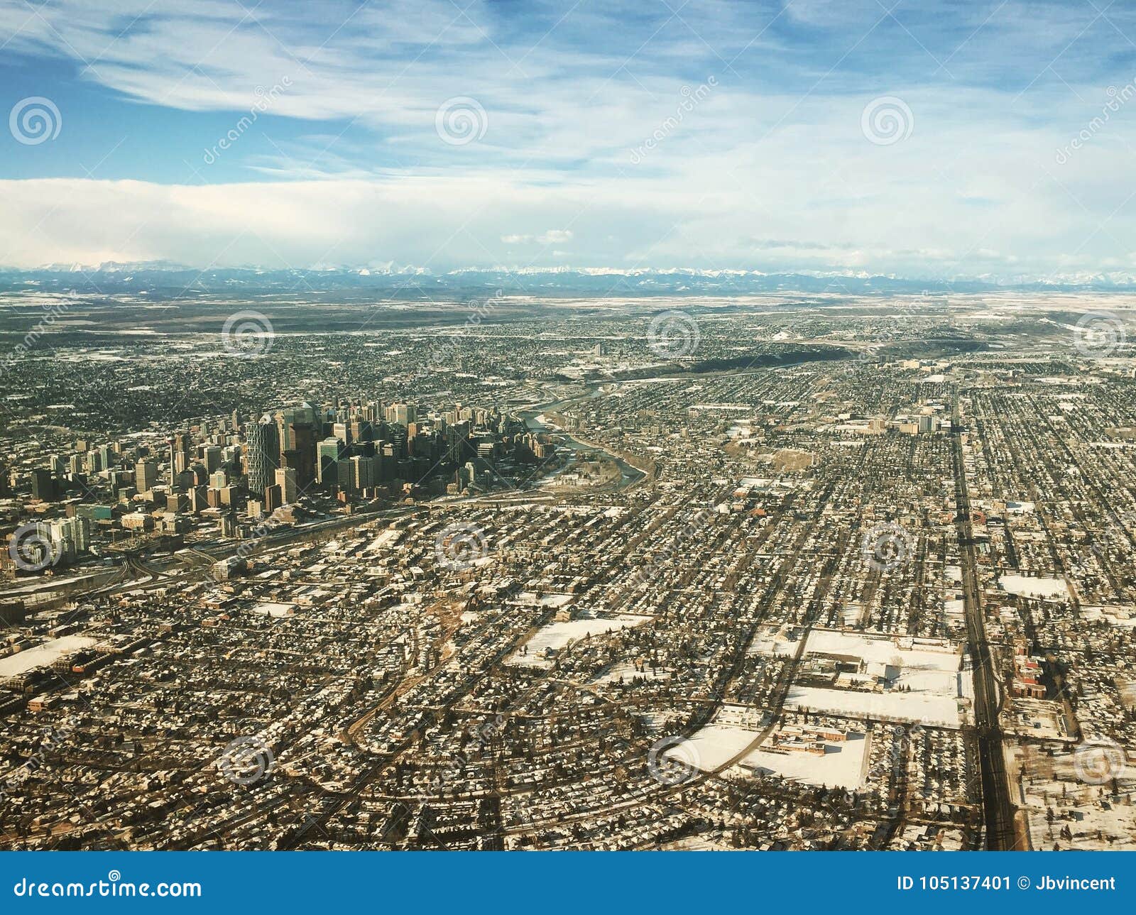 Calgary Alberta Canada Downtown Aerial View Im Winter Stockbild - Bild ...