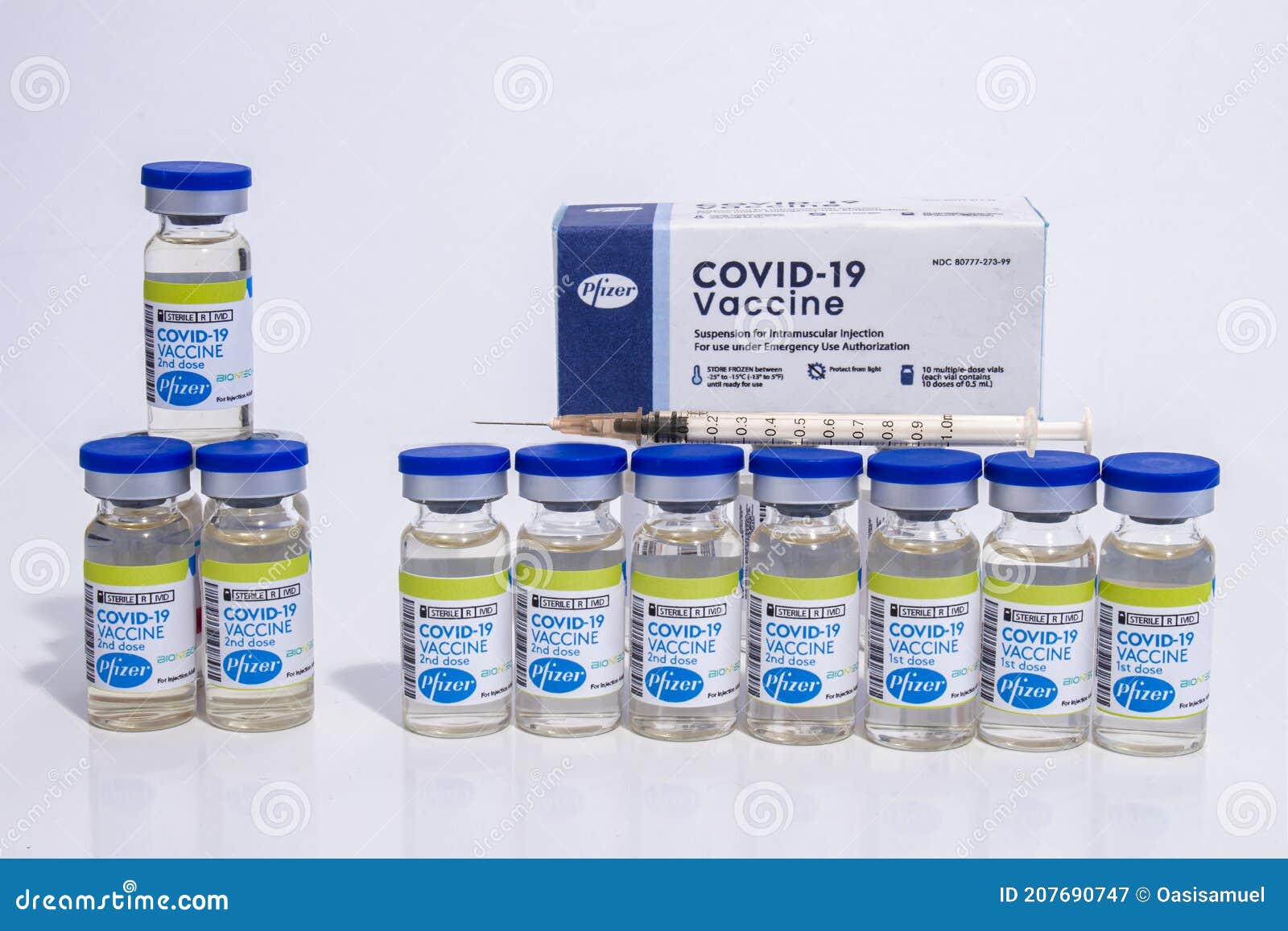 Several Pfizer Vials Vaccine Bottles of Covid-19 Immunization with ...