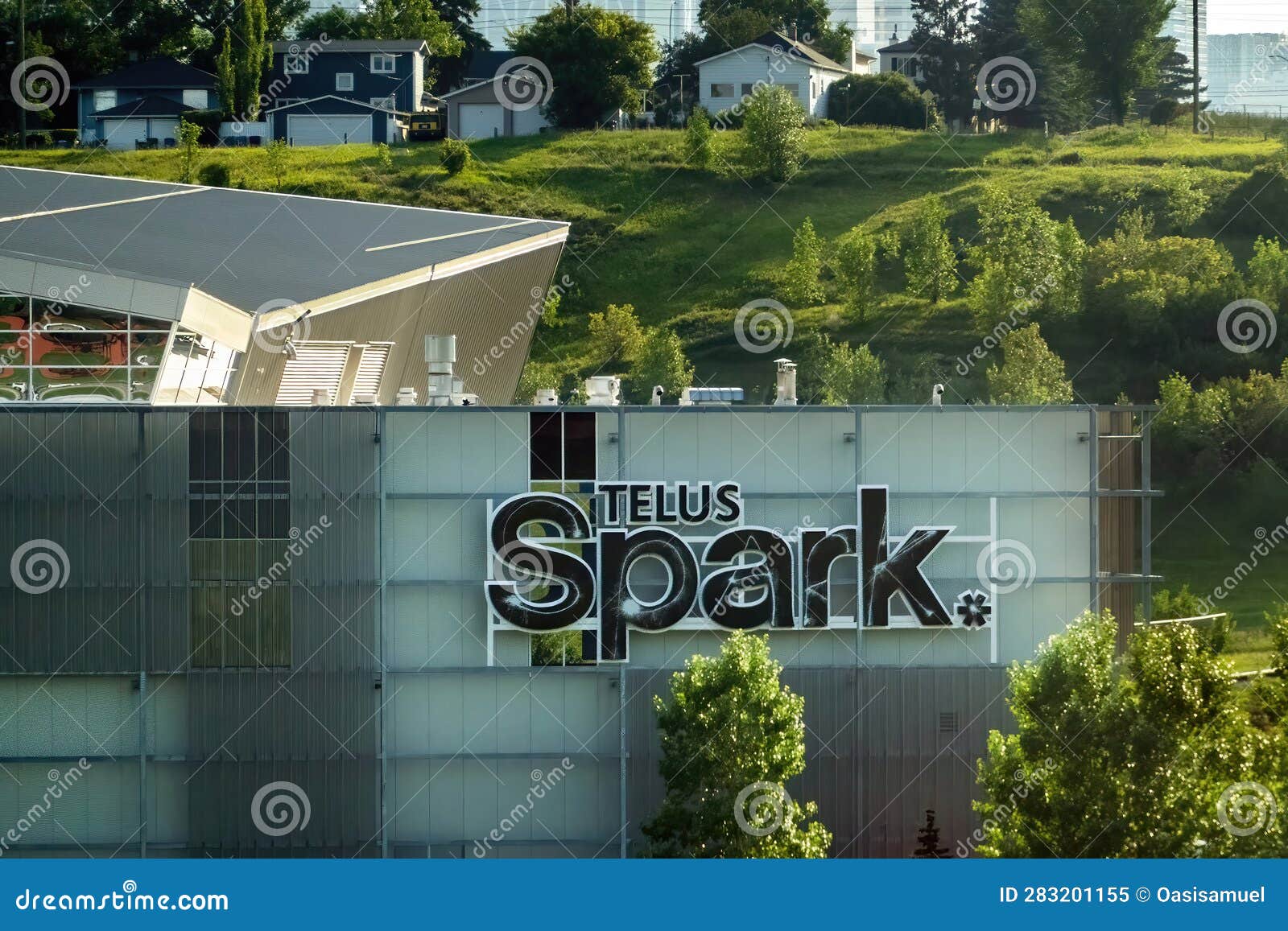 A Sign To The TELUS Spark Science Centre, A Science Museum With ...