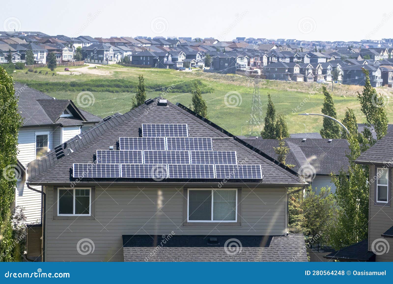 A House with Solar Panels on the Roof Editorial Stock Photo - Image of ...