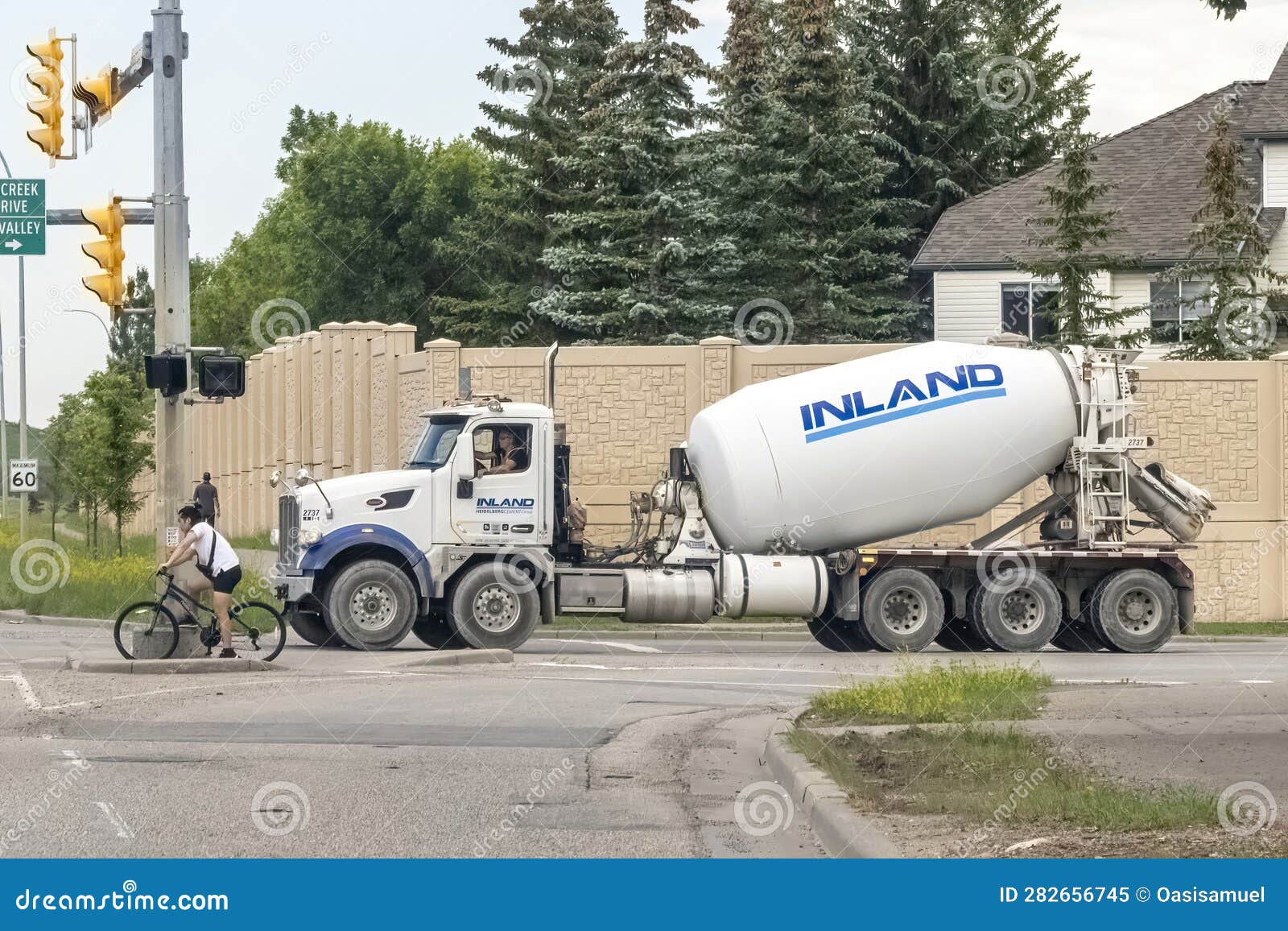 A Ready Mixed Concrete Truck Delivery on the Route Editorial Image ...