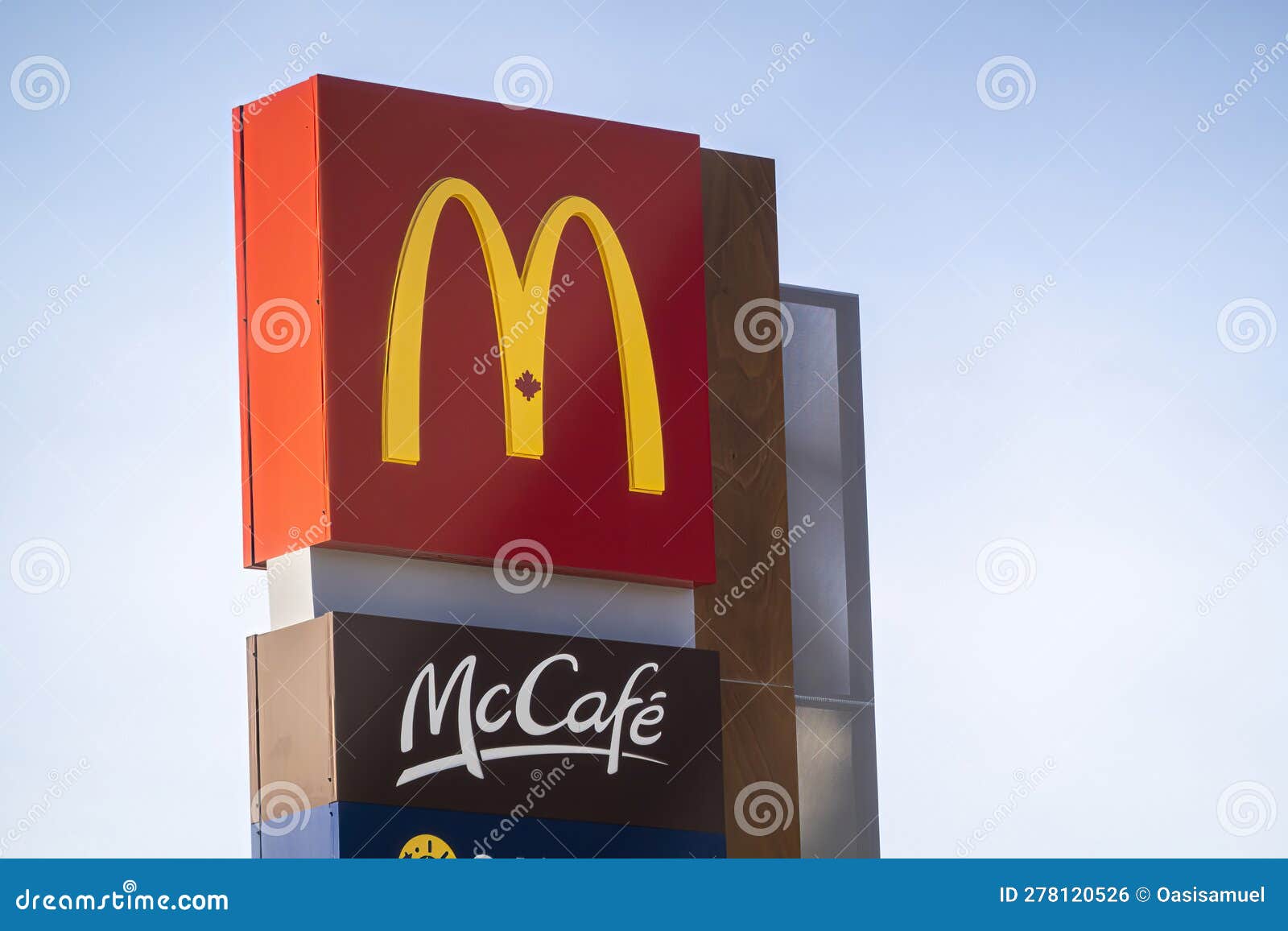 A McDonalds McCafe sign editorial photo. Image of macdonald - 278120526