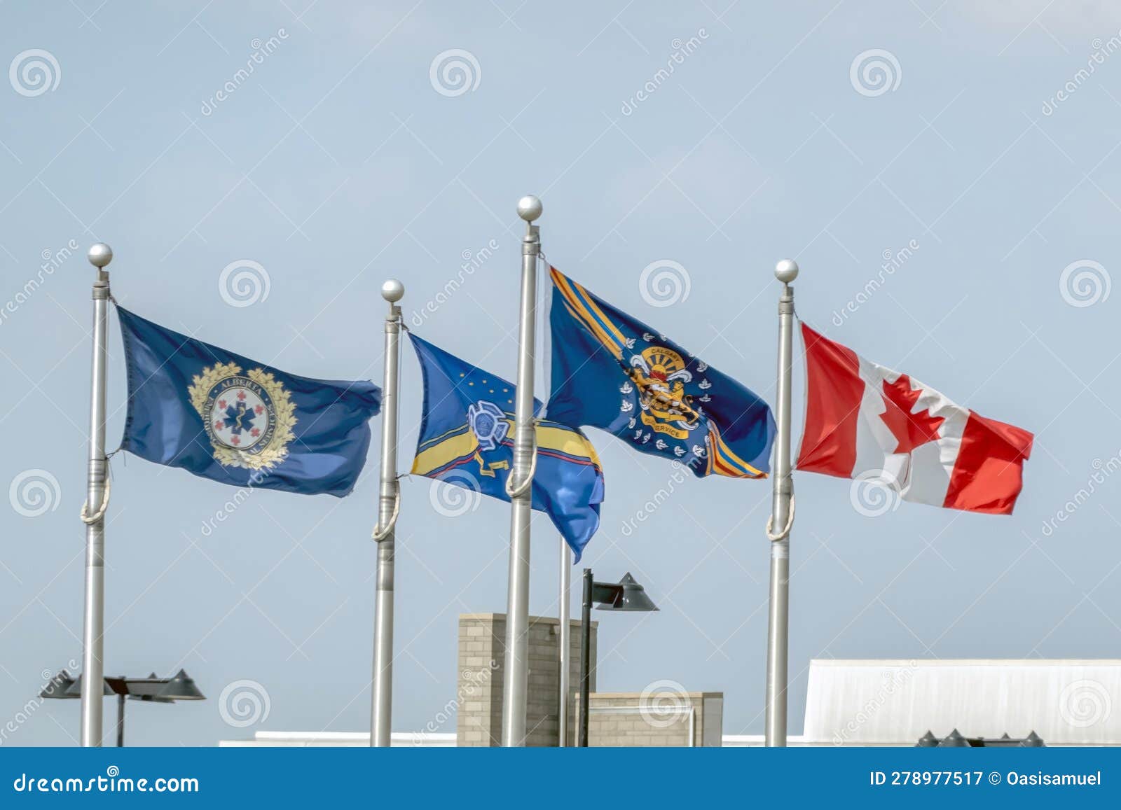 Several Emergency Services Flags with the Canadian Flag Editorial ...