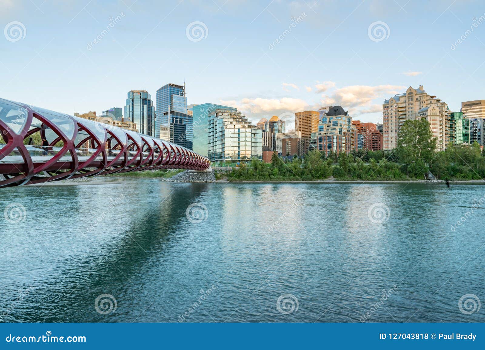 Calgary, Alberta City Skyline and Peace Bridge Editorial Stock Photo ...