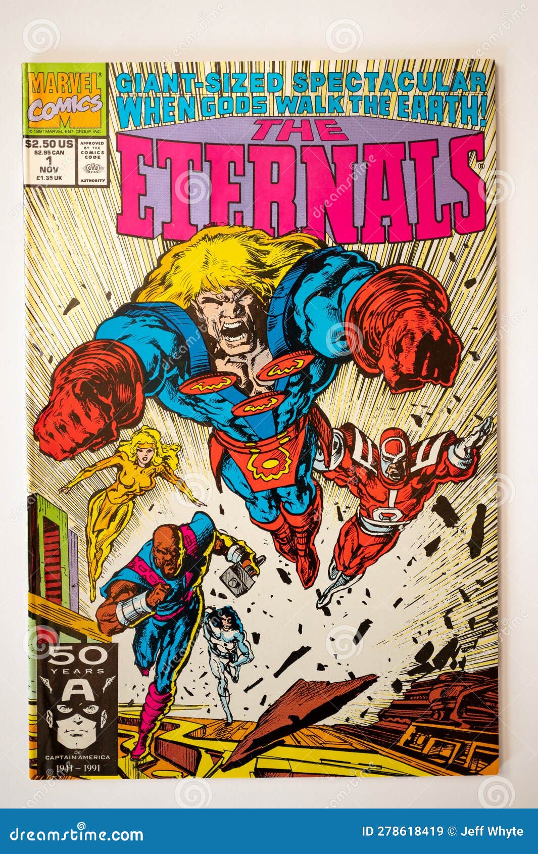 Vintage Marvel Comic Books Closeup View Of A Collection Of Vintage ...