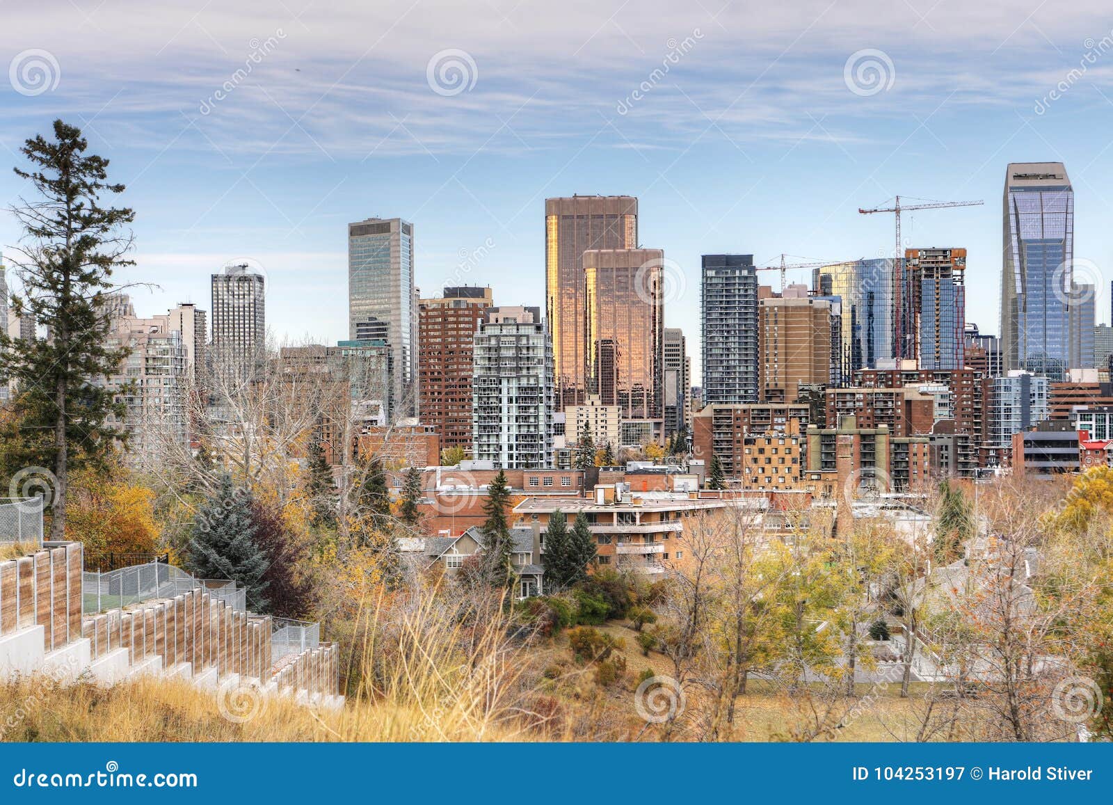 Calgary, Alberta Skyline with Fall Foliage Stock Image - Image of river ...
