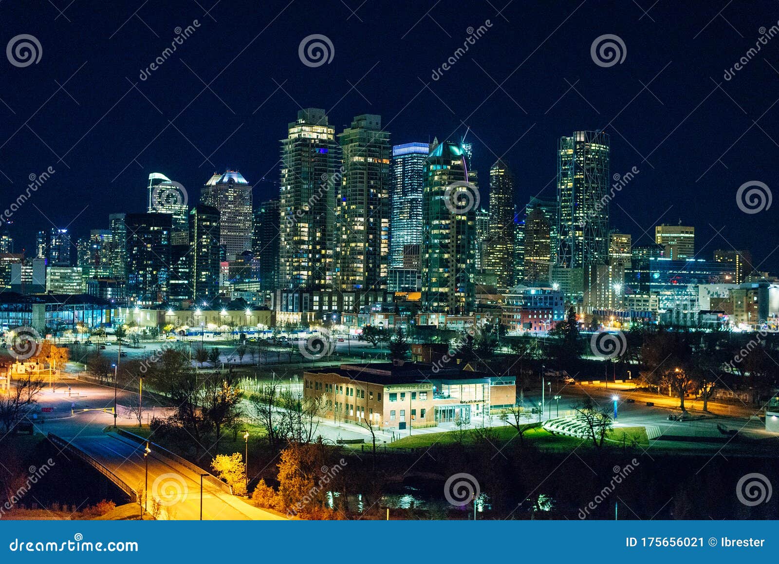 CALGARY, CANADA - Dec, 2019 Night View of Calgary Skyline Stock Image ...