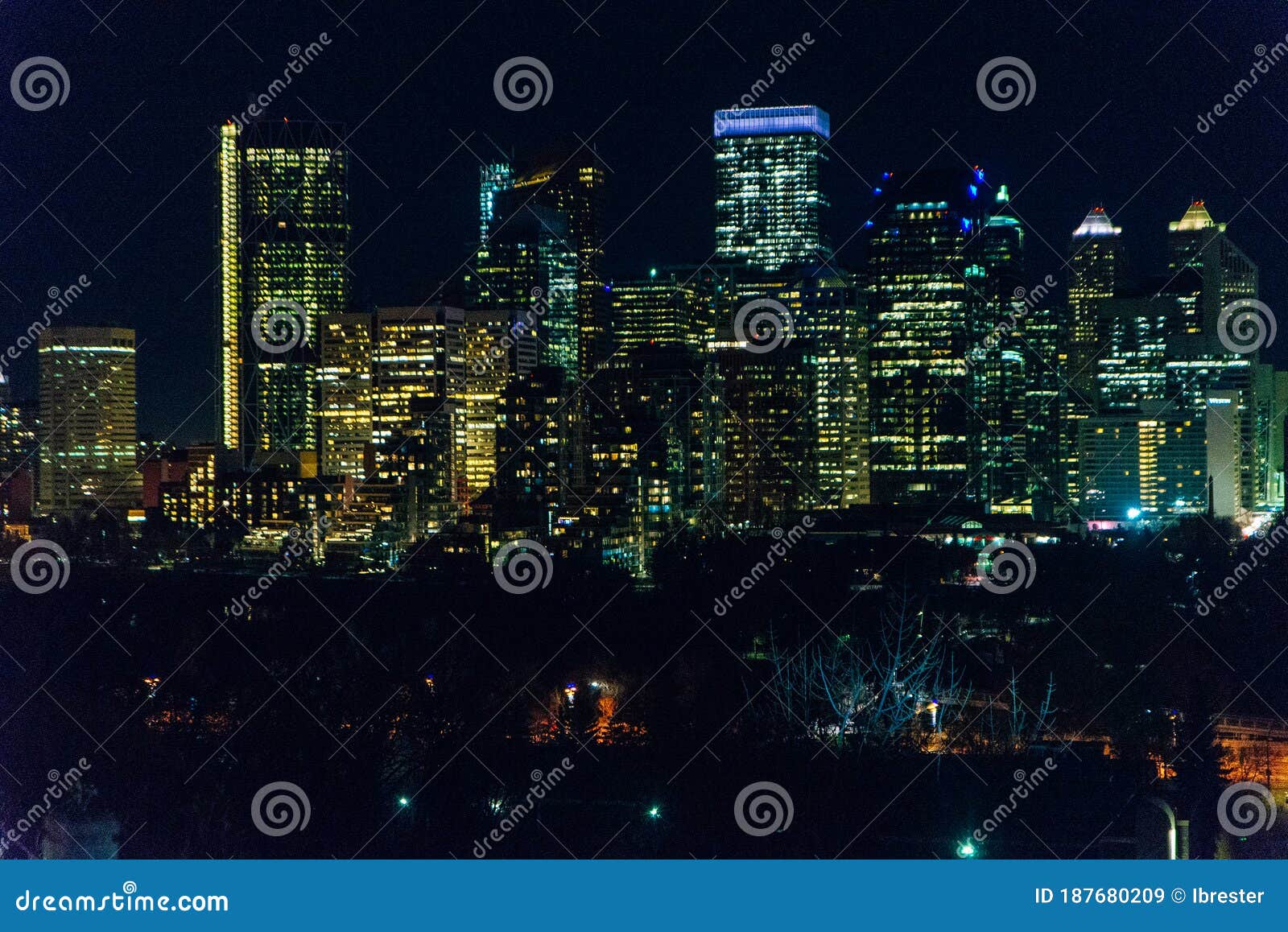 CALGARY, CANADA - Dec, 2019 Night View of Calgary Skyline Stock Image ...
