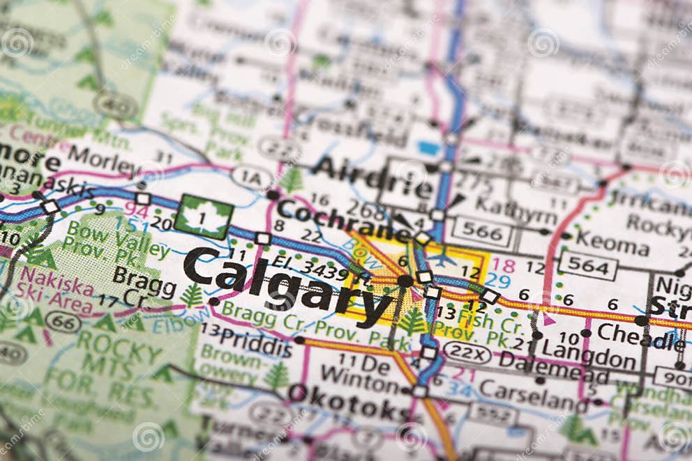 Calgary, Canada on map stock photo. Image of geography - 85558934