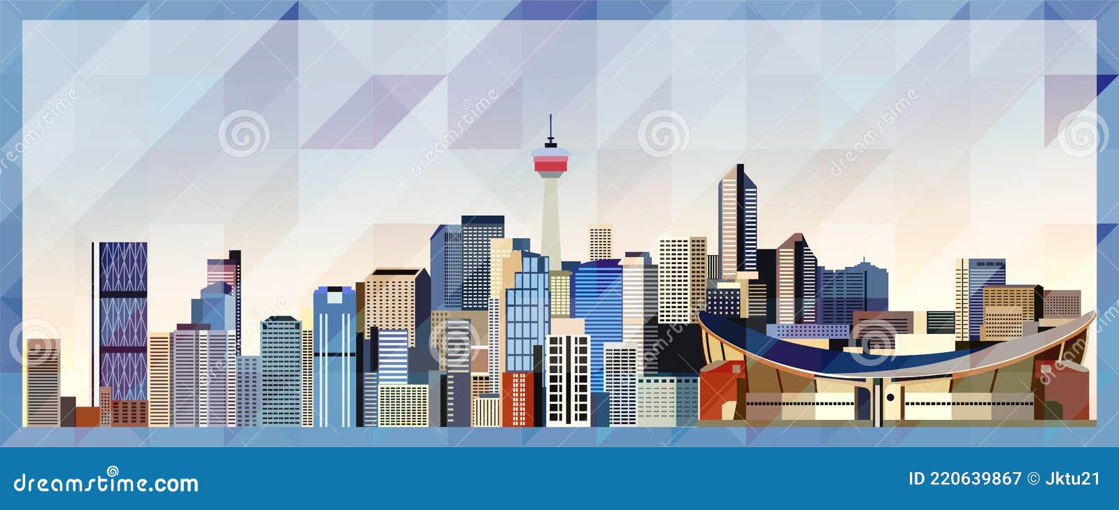 Calgary Skyline Vector Colorful Poster on Beautiful Triangular Texture ...