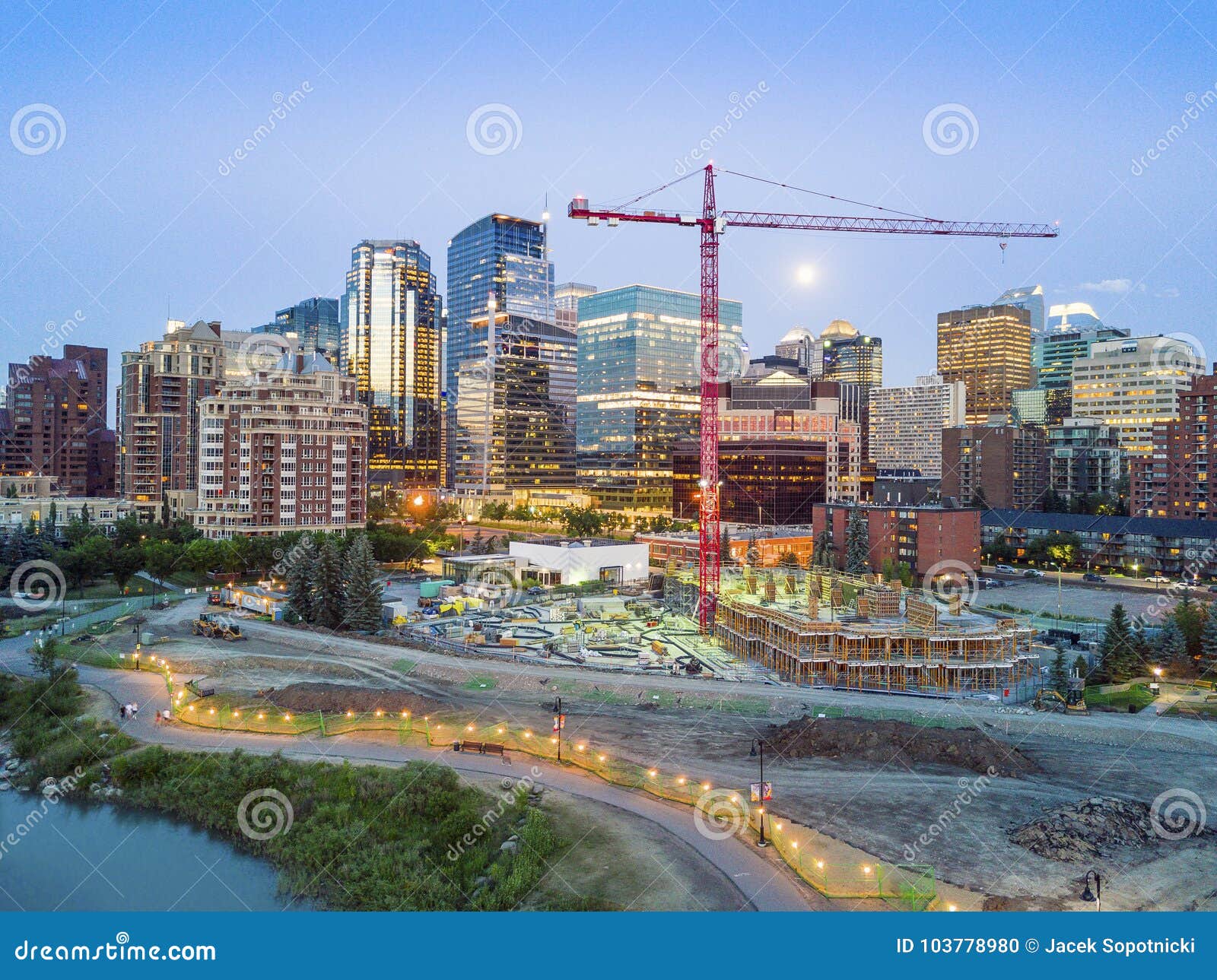 Calgary Downtown in the Evening, Alberta, Canada Stock Photo - Image of ...