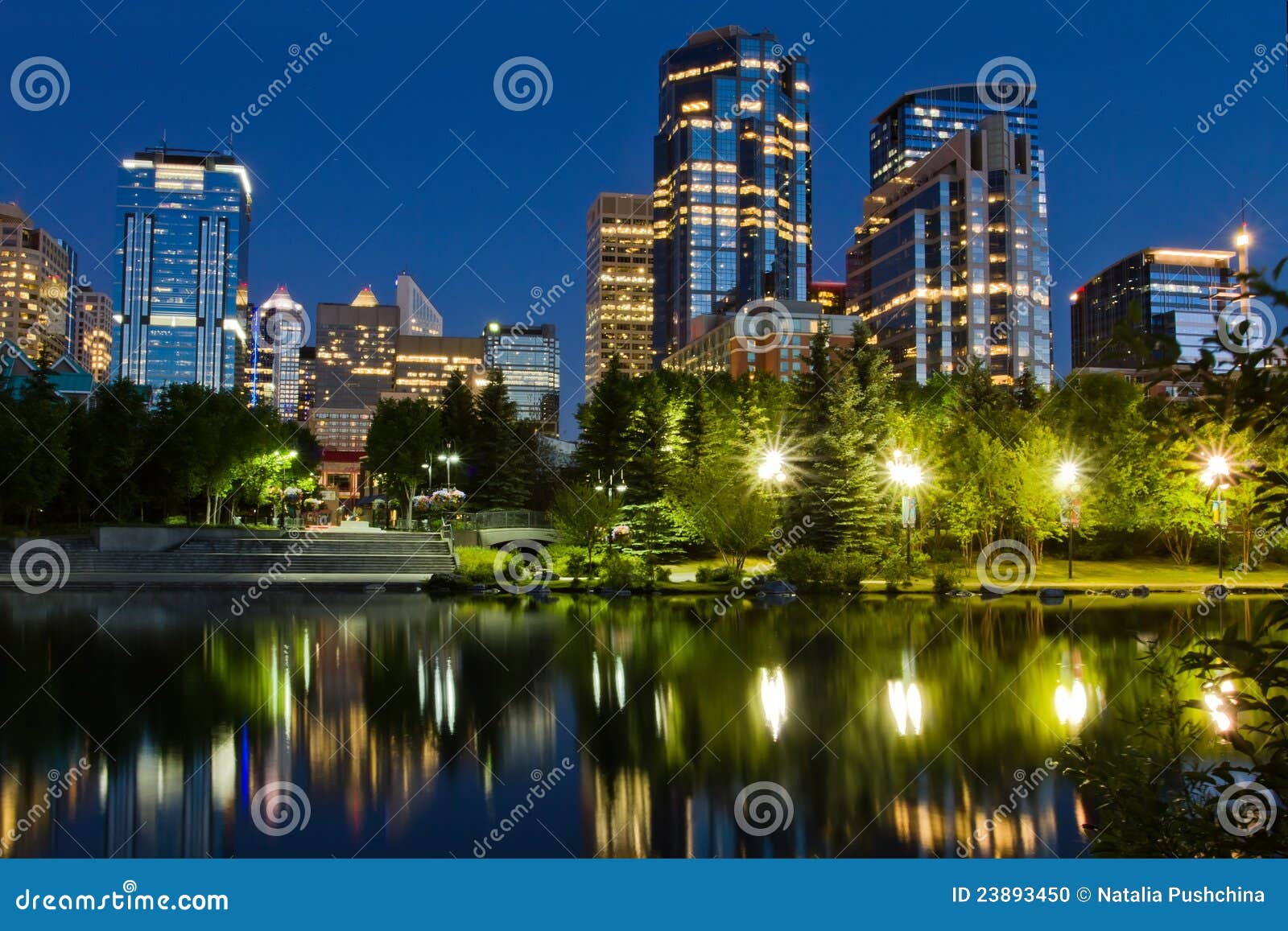 Calgary Downtown at Night stock photo. Image of downtown - 23893450