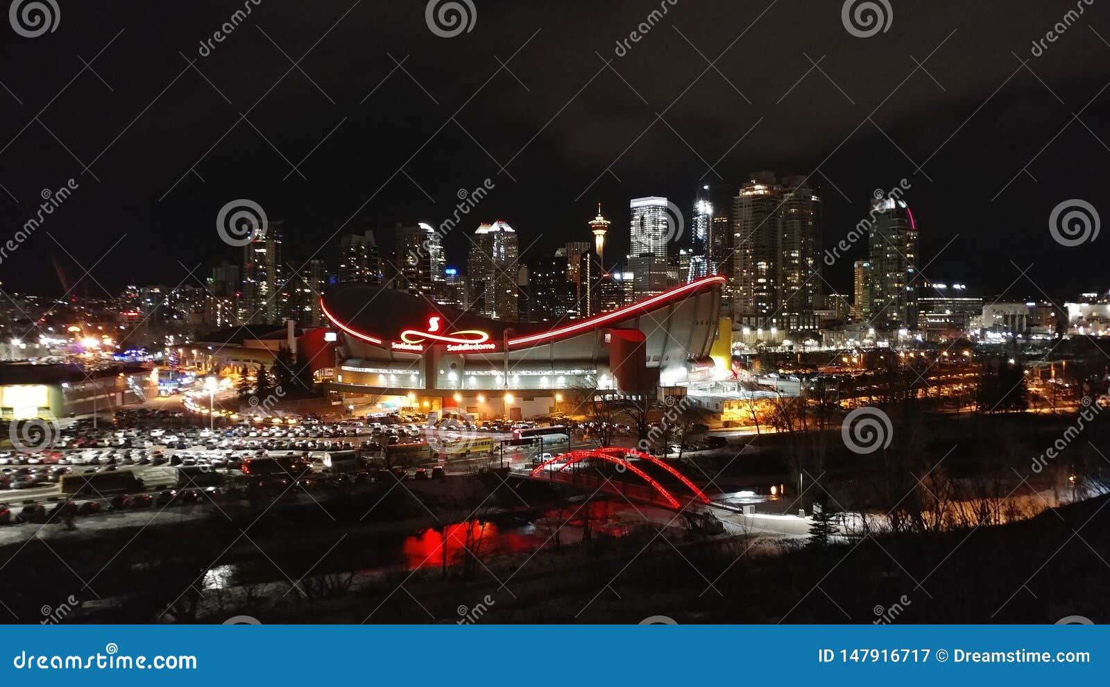 Calgary Downtown Night View Lights Stock Image - Image of lights ...