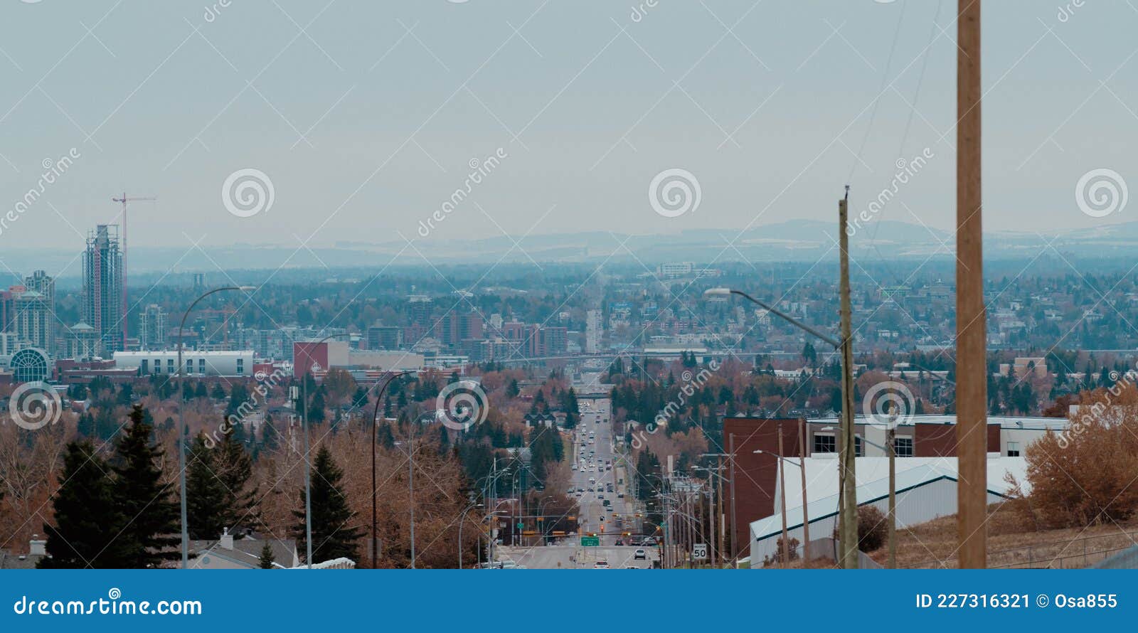 Calgary Downtown Panoramic View of City Street Stock Image - Image of ...