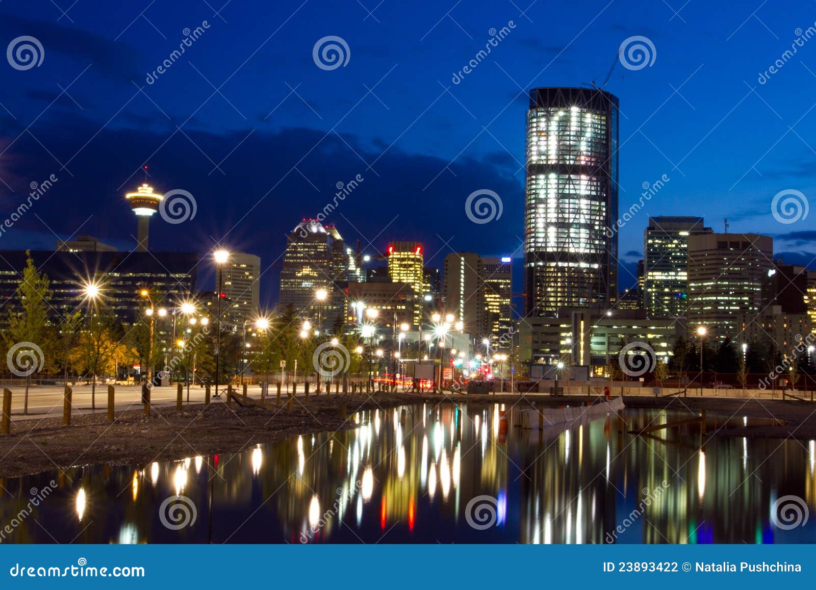 Calgary at night, Canada stock photo. Image of landscape - 23893422