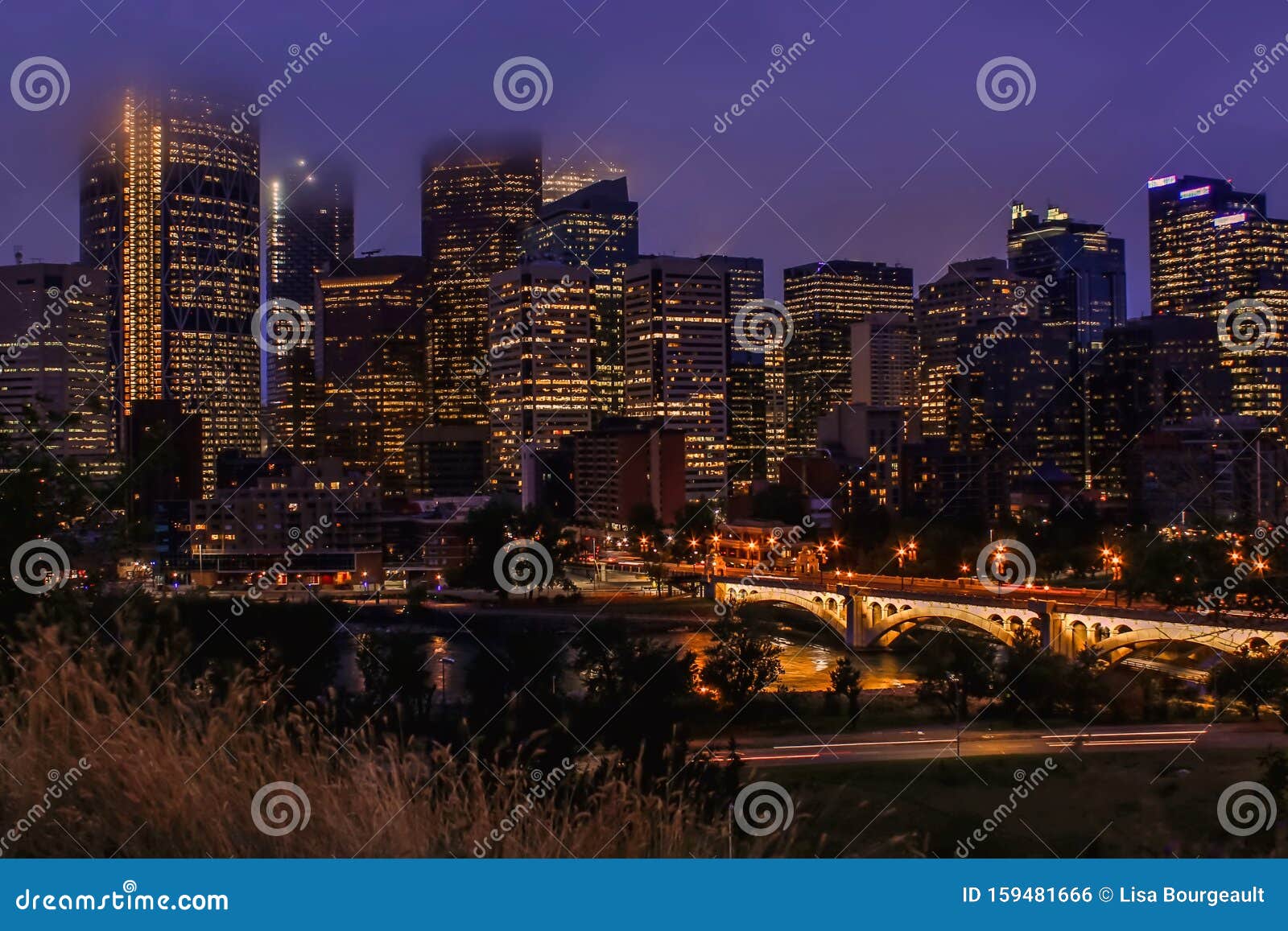 Calgary at Night stock photo. Image of seasons, illuminated - 159481666
