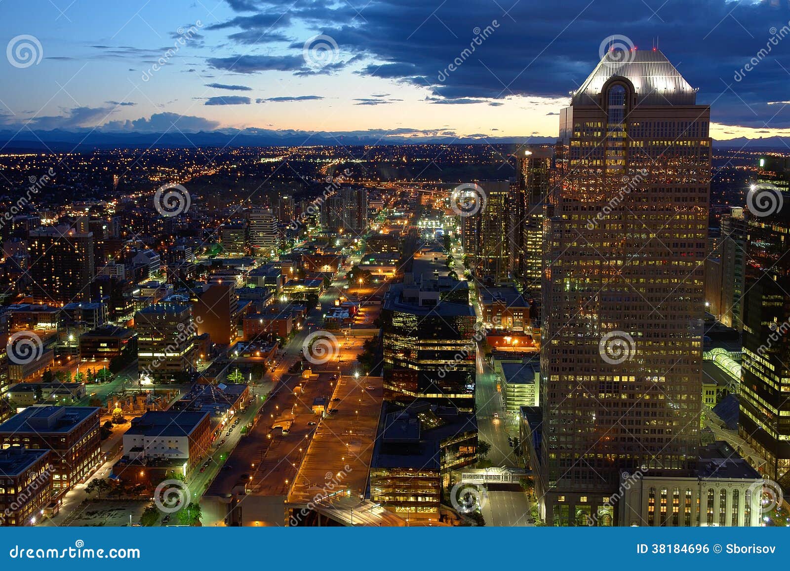Calgary at night stock photo. Image of cityscape, street - 38184696