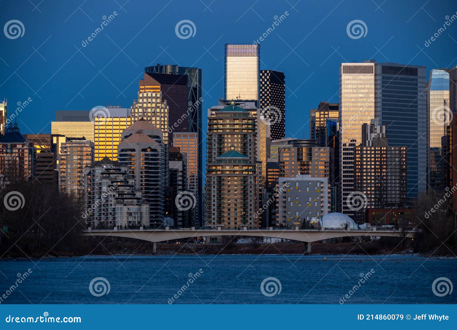 Calgary skyline at night stock image. Image of alberta - 214860079