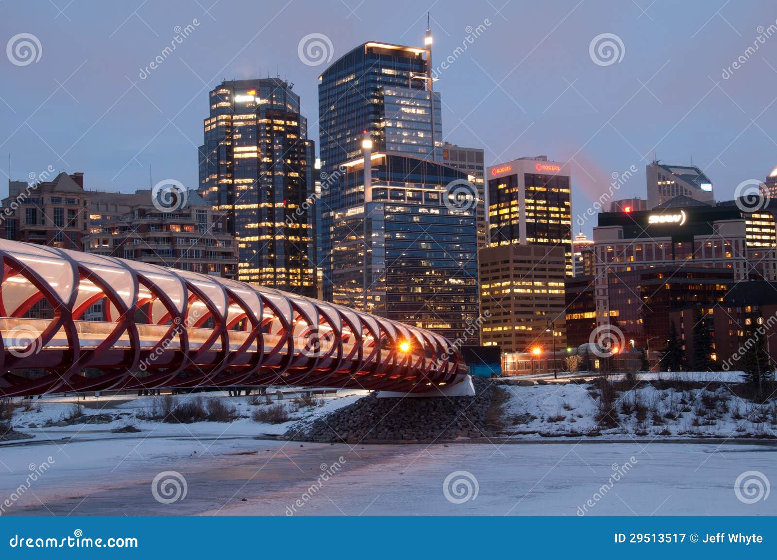 Calgary S Peace Bridge and Skyline at Night Editorial Photography ...
