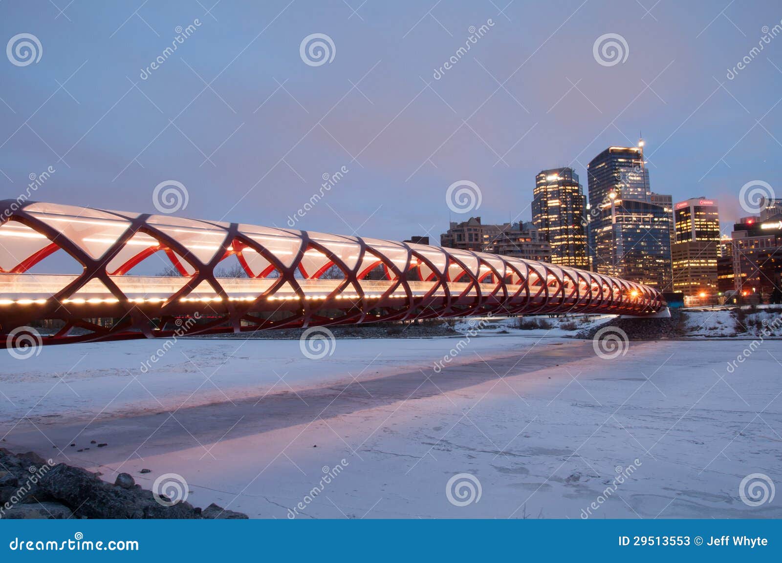 Calgary S Peace Bridge and Skyline at Night Editorial Stock Photo ...