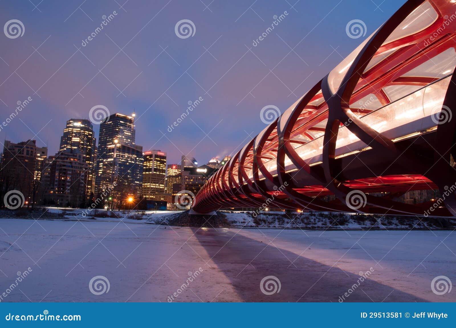 Calgary S Peace Bridge and Skyline at Night Editorial Photo - Image of ...