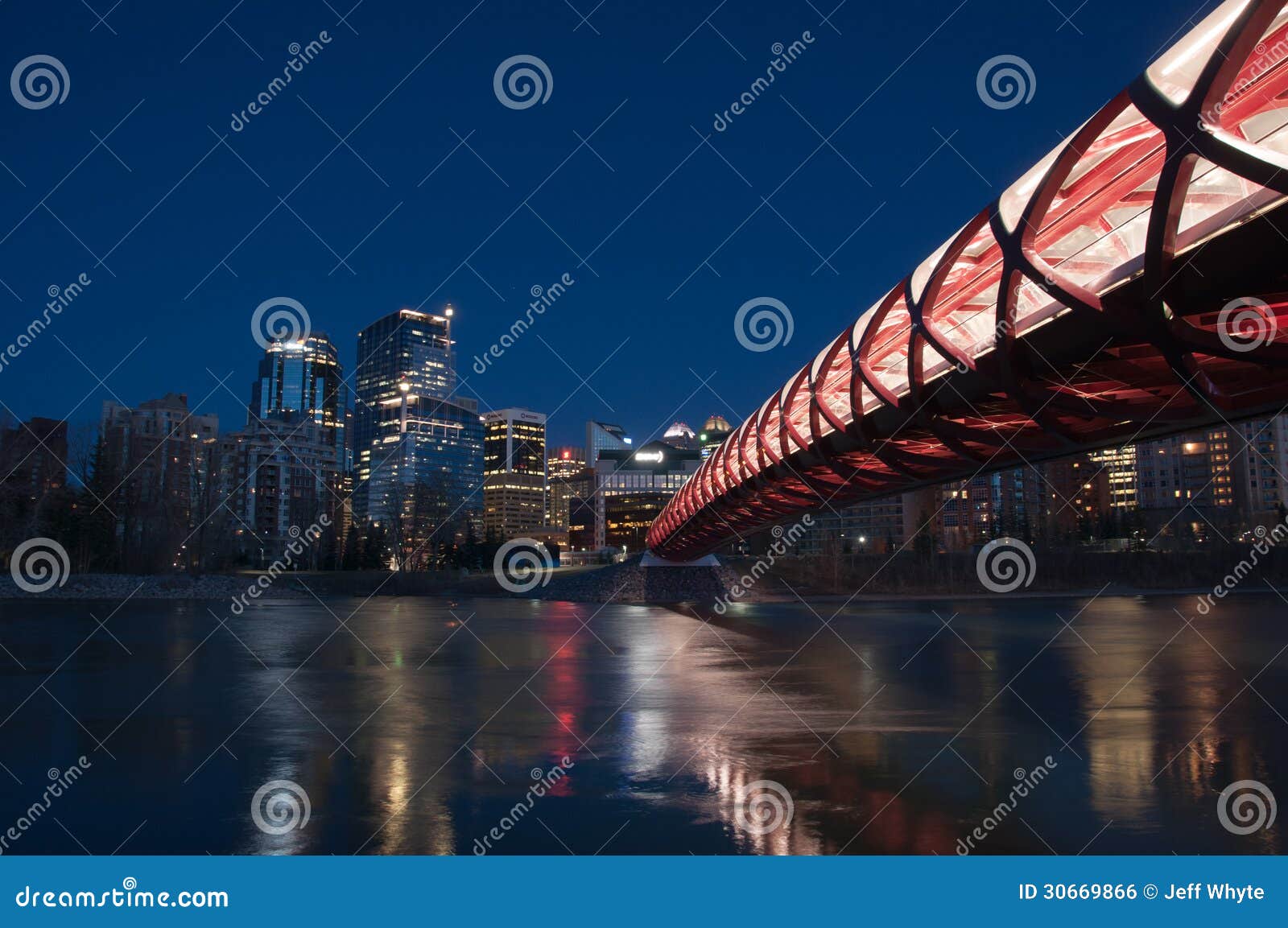 Calgary S Peace Bridge and Skyline at Night Editorial Photo - Image of ...