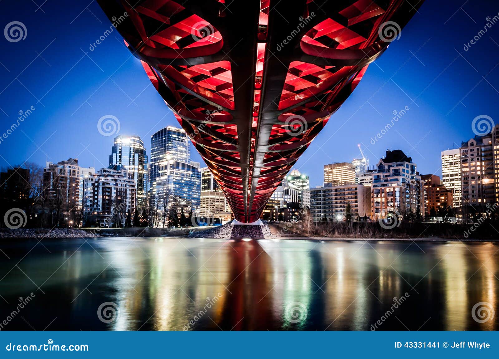 Calgary S Peace Bridge and Skyline at Night Editorial Photo - Image of ...
