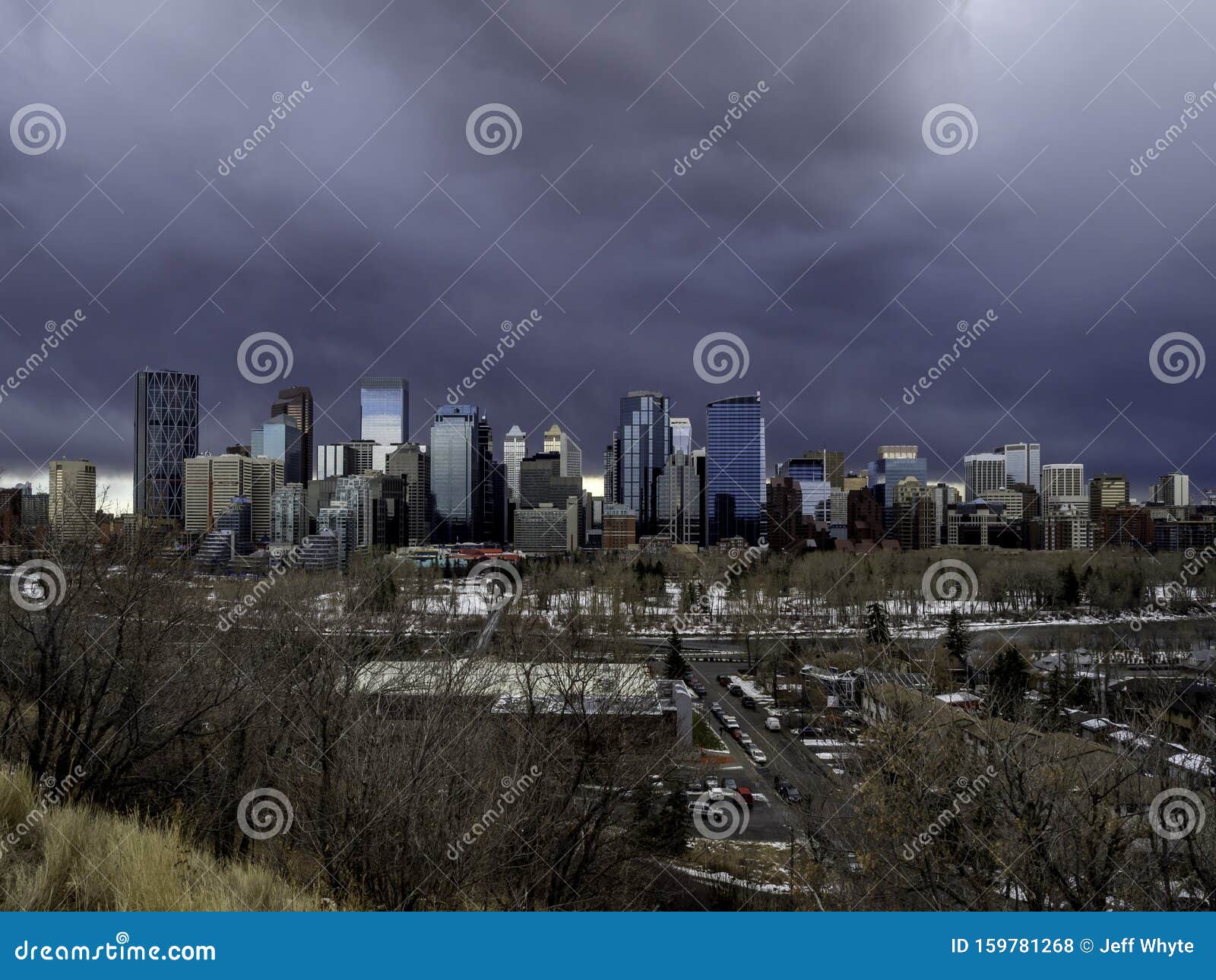 Calgary`s Skyline on a Cold Winter Day Stock Photo - Image of district ...