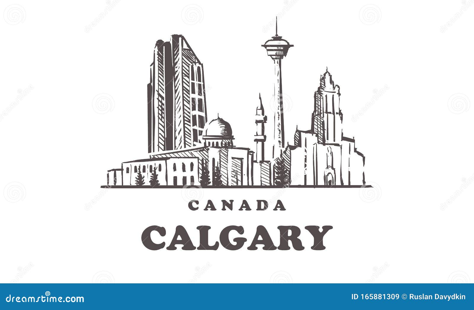 Calgary Sketch Skyline. Canada, Calgary Hand Drawn Vector Illustration ...